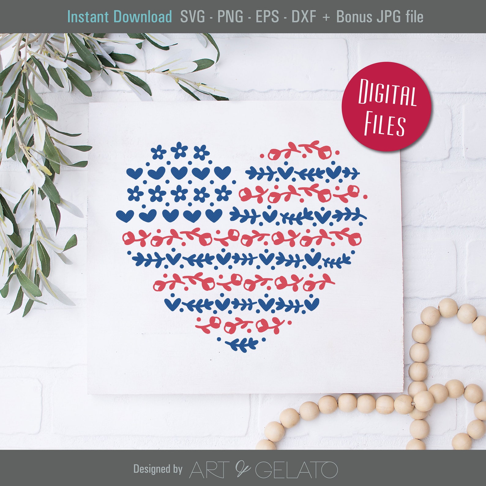 Floral American Heart Flag Svg American Flag Svg USA Flag | Etsy