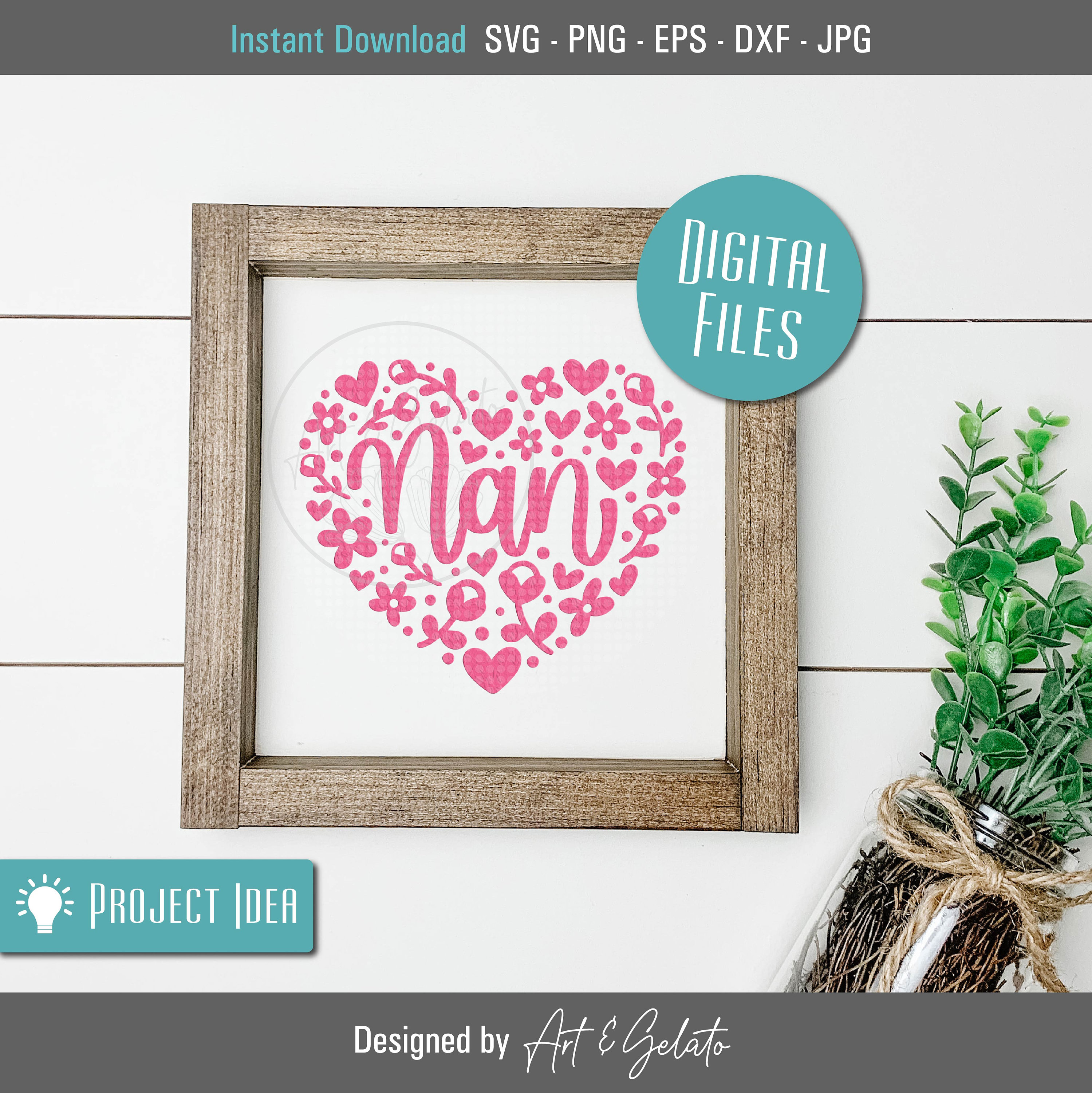 Nan Floral Heart SVG Nan Svg Grandma Svg Happy Mother's - Etsy Australia