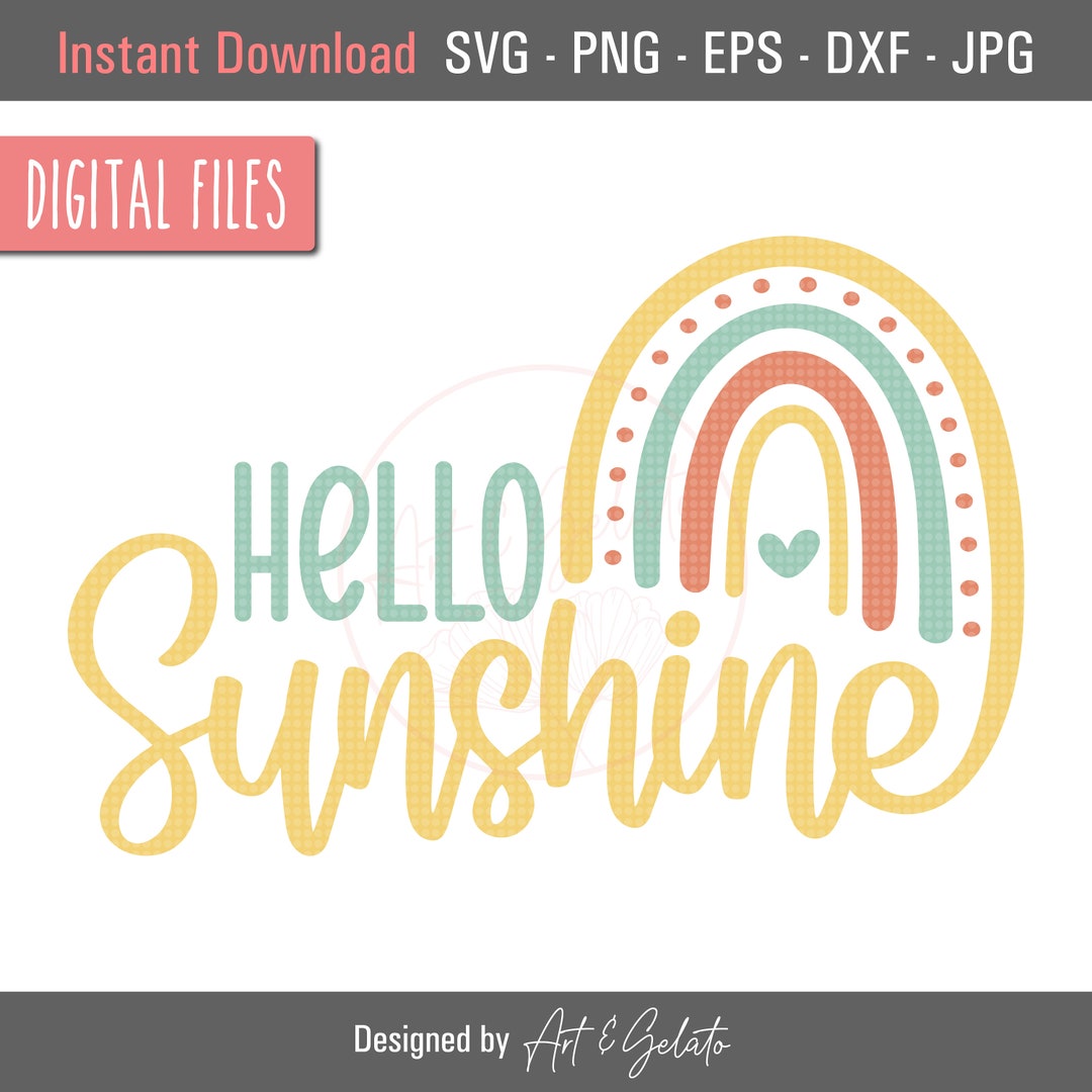 Hello Sunshine Rainbow SVG, Summer SVG, Sunshine Svg, Sunny Summer Svg ...