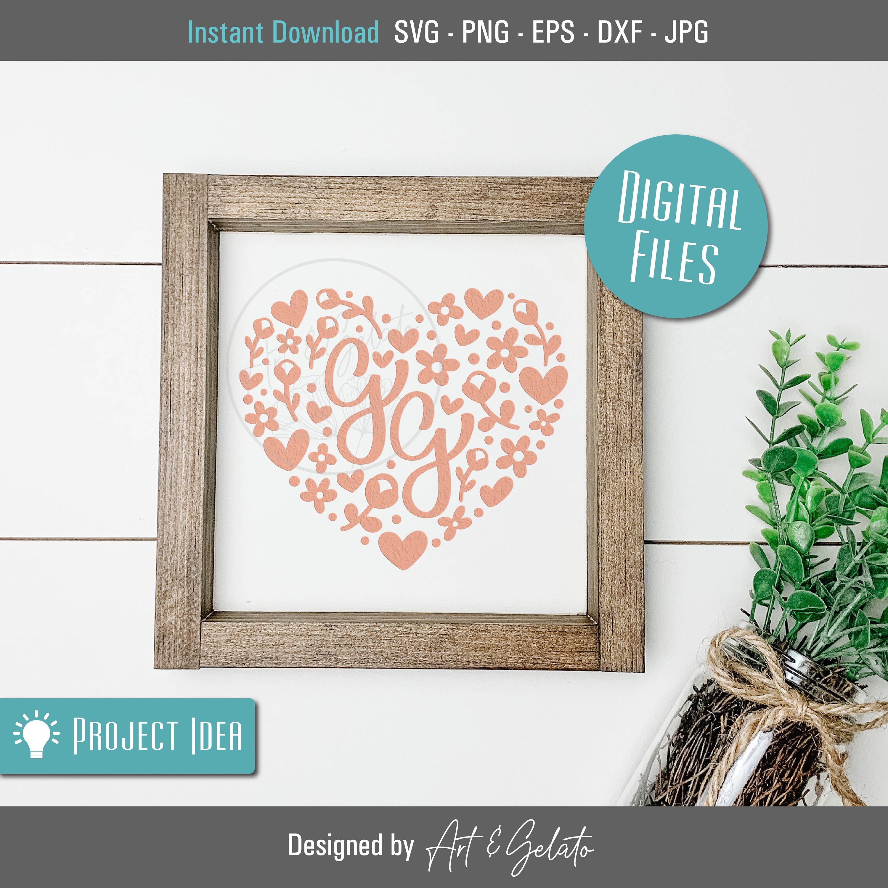 GG Floral Heart SVG GG Svg Great Grandma Svg Happy - Etsy