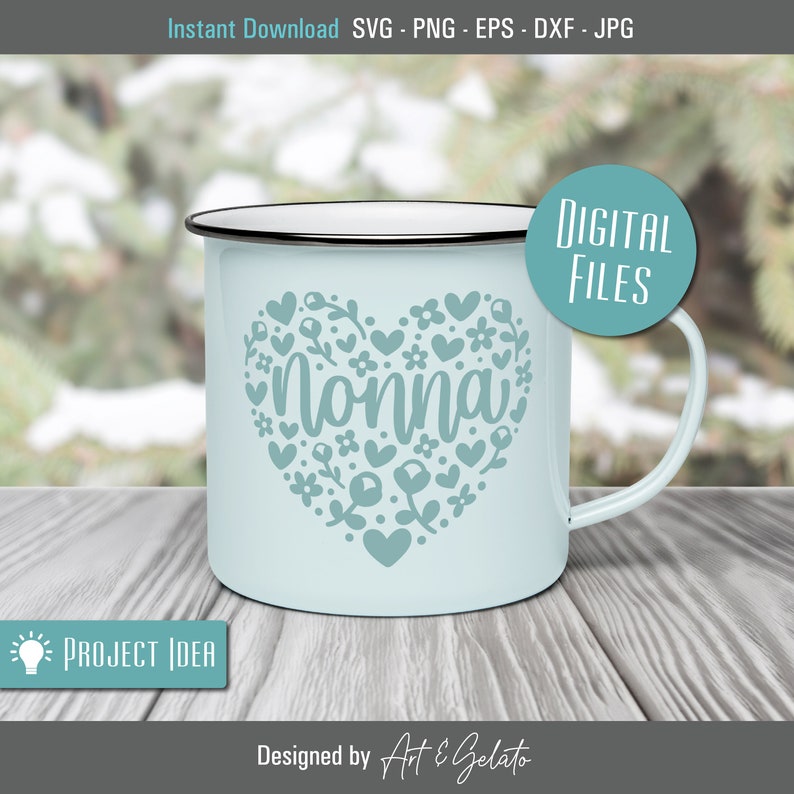 Nonna Floral Heart SVG Grandma SVG Happy Mother's Day | Etsy