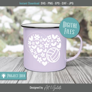 Volleyball Floral Heart SVG, Volleyball Love Svg, Volleyball Girl Svg ...