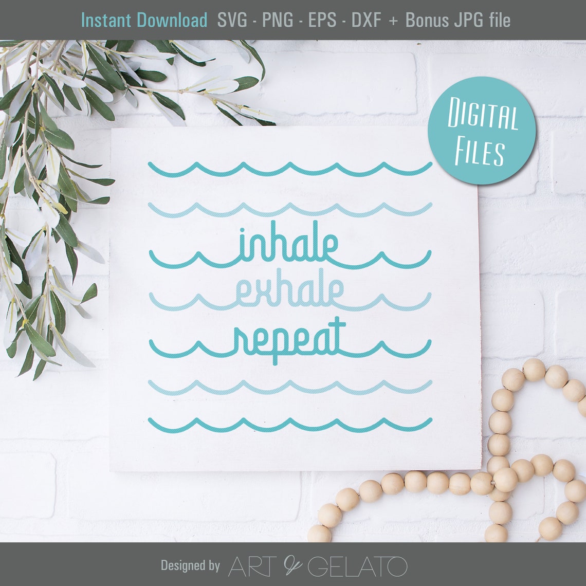 Inhale Exhale Repeat SVG Waves Svg Breathe Svg Relax Svg - Etsy