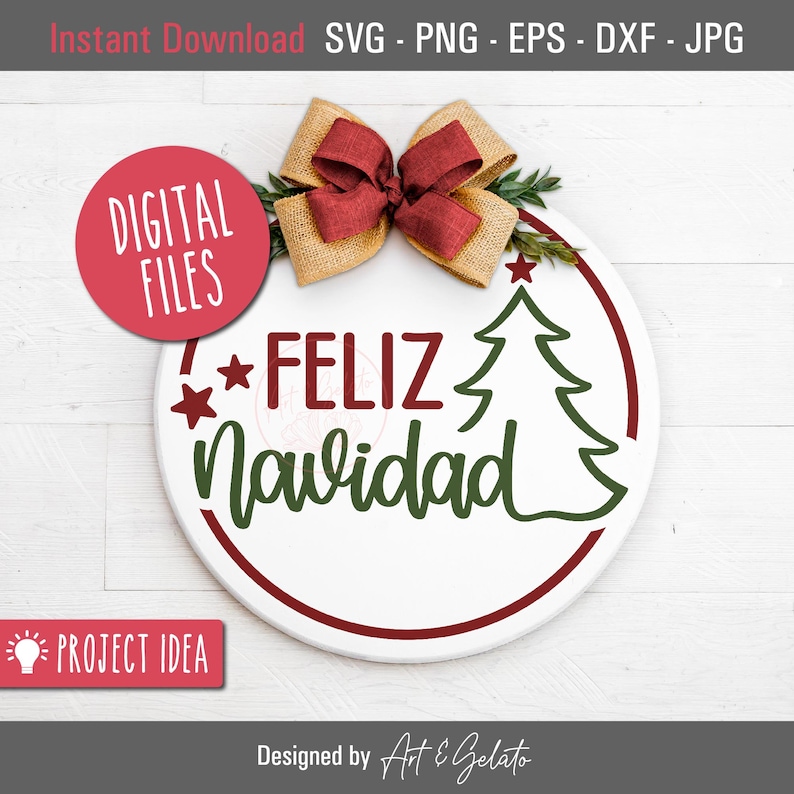 Feliz Navidad Circle SVG Christmas Door Hanger Svg Navidad - Etsy
