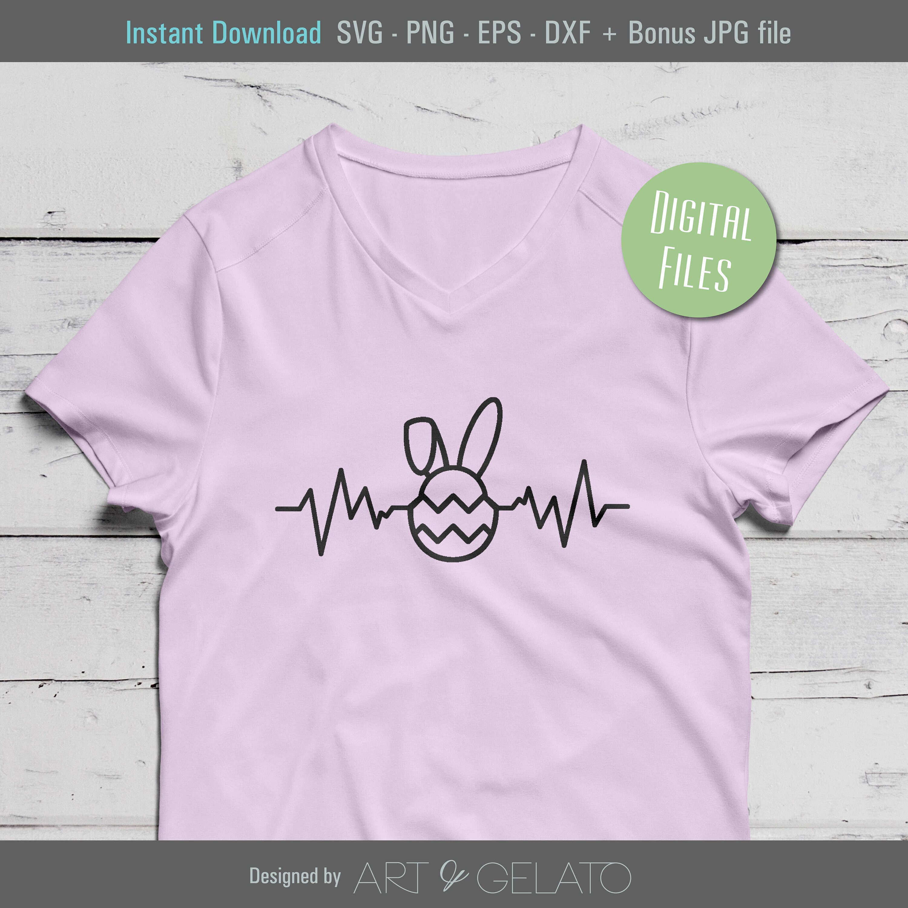 Easter EKG Heartbeat SVG Easter Bundle Svg Bunny Ears Svg | Etsy