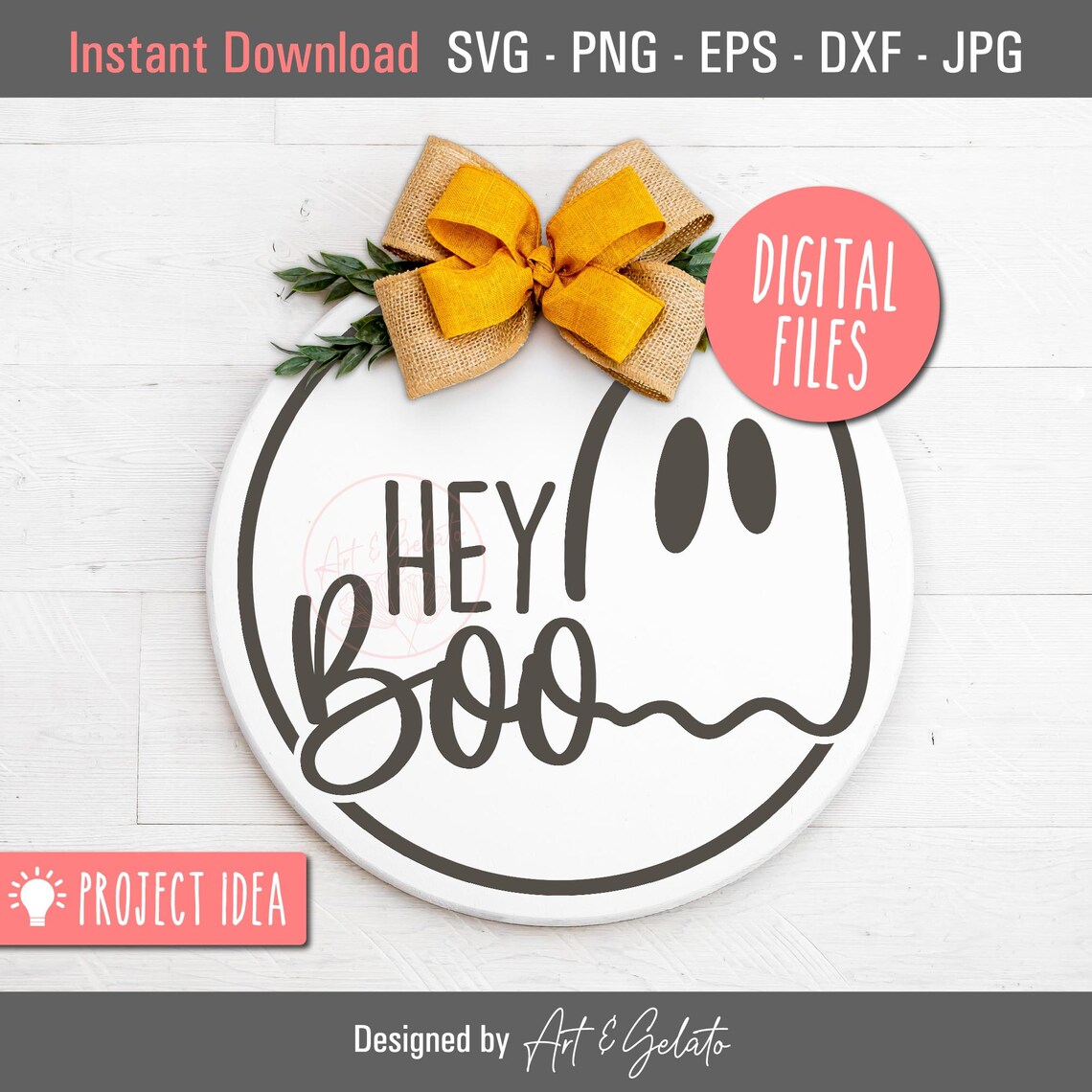 Hey Boo Circle SVG Halloween SVG Ghost SVG Halloween Door - Etsy
