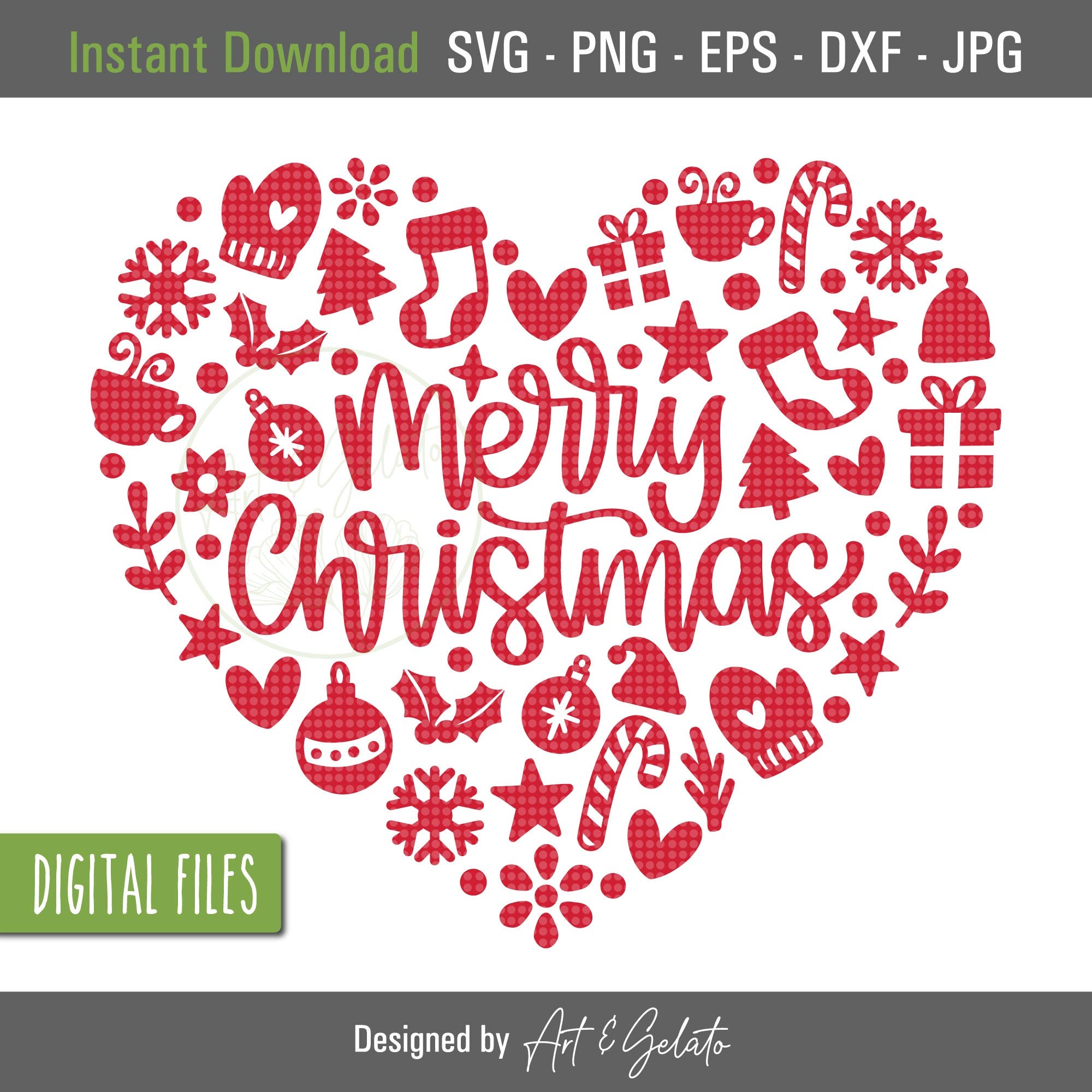 Merry Christmas Heart SVG Christmas Pattern Heart SVG - Etsy