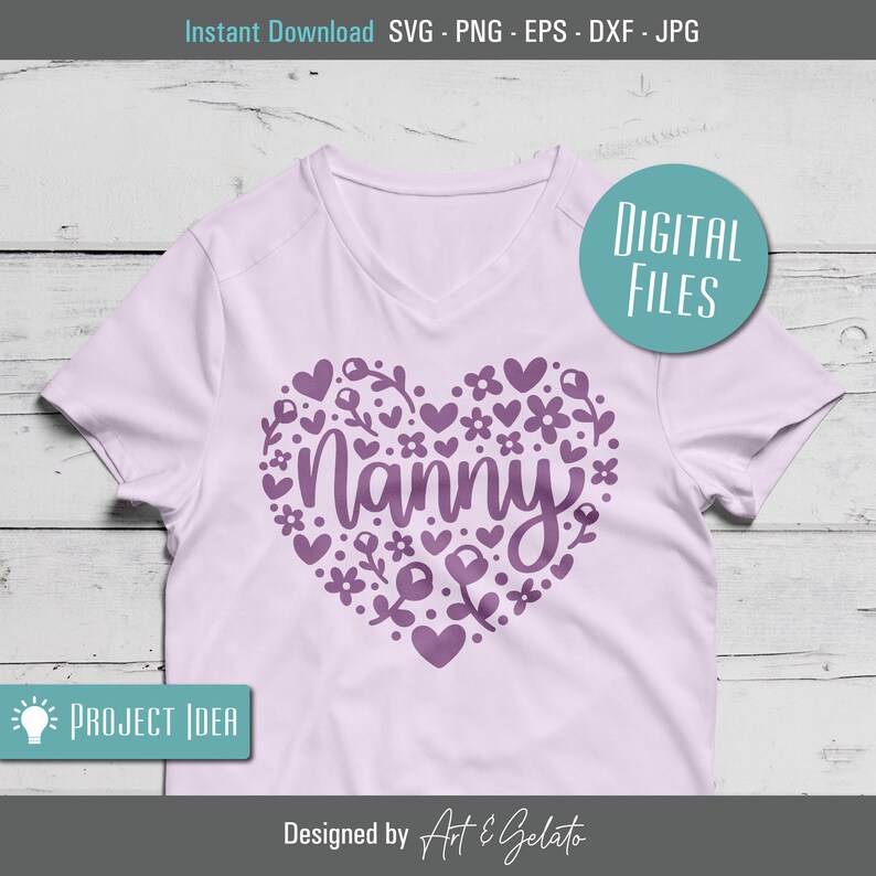Nanny Floral Heart SVG Floral Heart Svg Mother's Day - Etsy