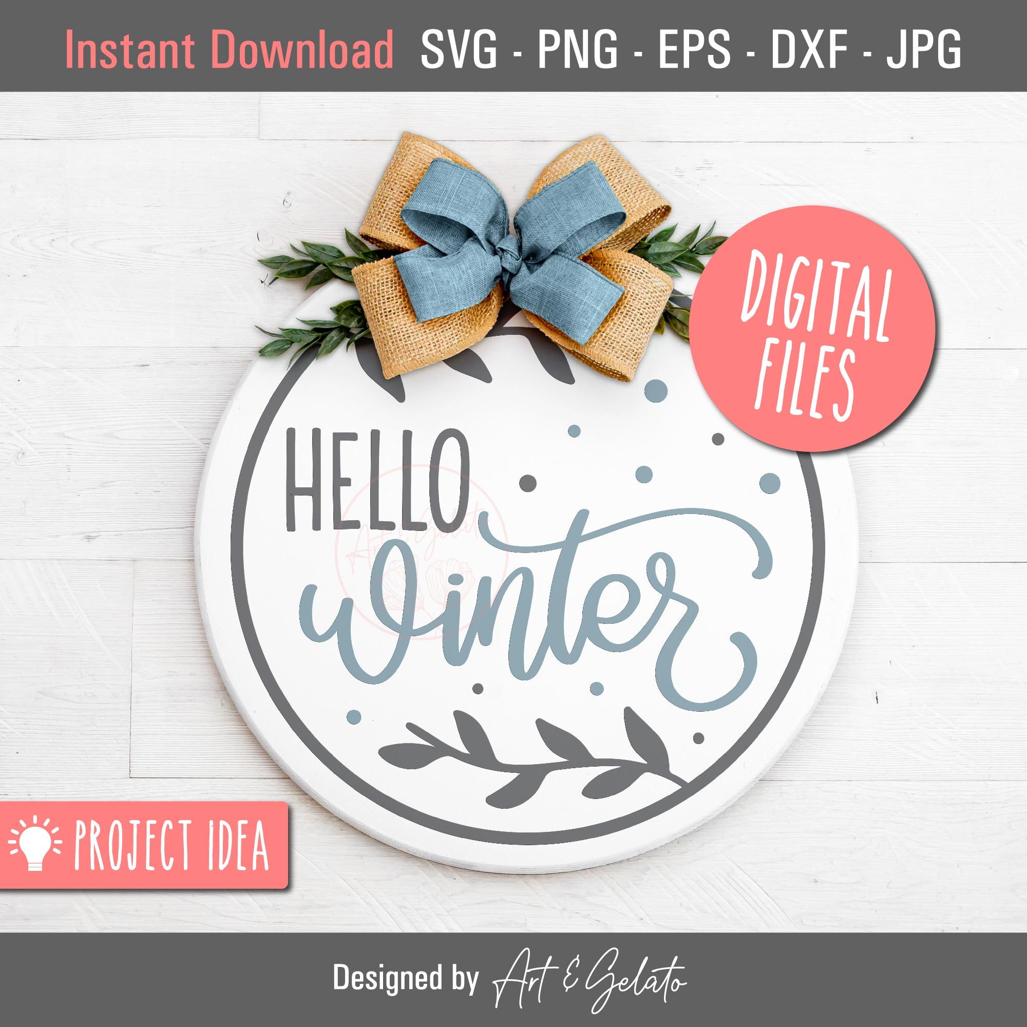 Hello Winter Circle SVG Winter Svg Winter Door Sign SVG - Etsy