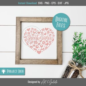 Great Nana Floral Heart SVG, GG Svg, Great Grandma Svg, Happy Mother's ...