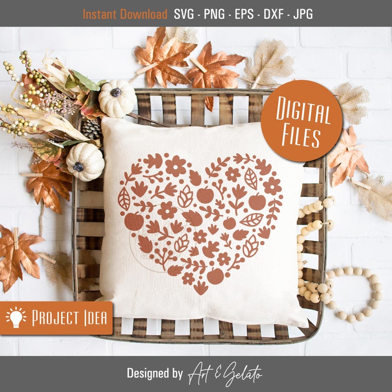 Autumn Heart SVG Fall Pattern Heart SVG Fall Heart SVG | Etsy