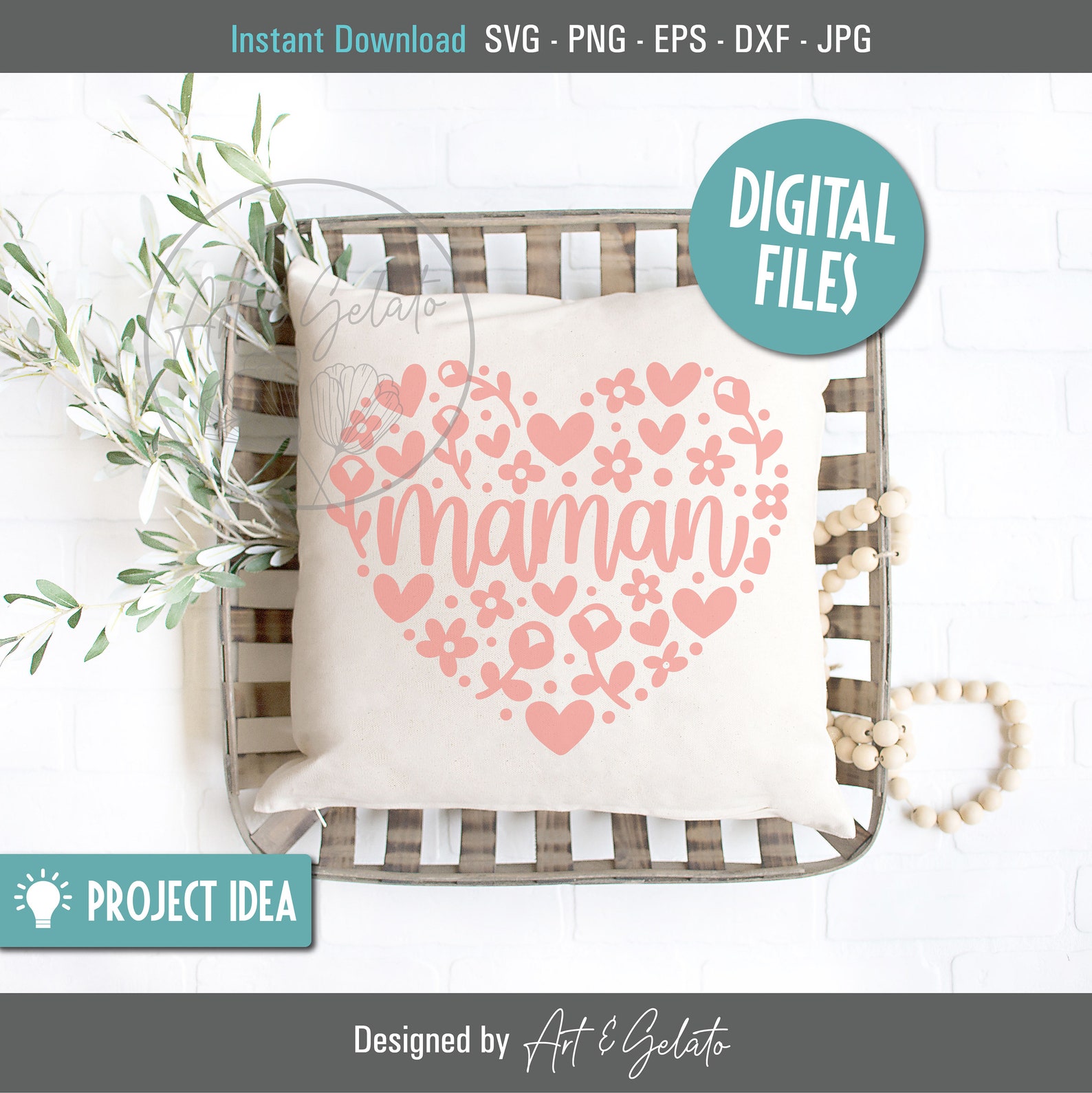 Maman Floral Heart SVG Maman Svg French Mom Svg Mom Svg - Etsy