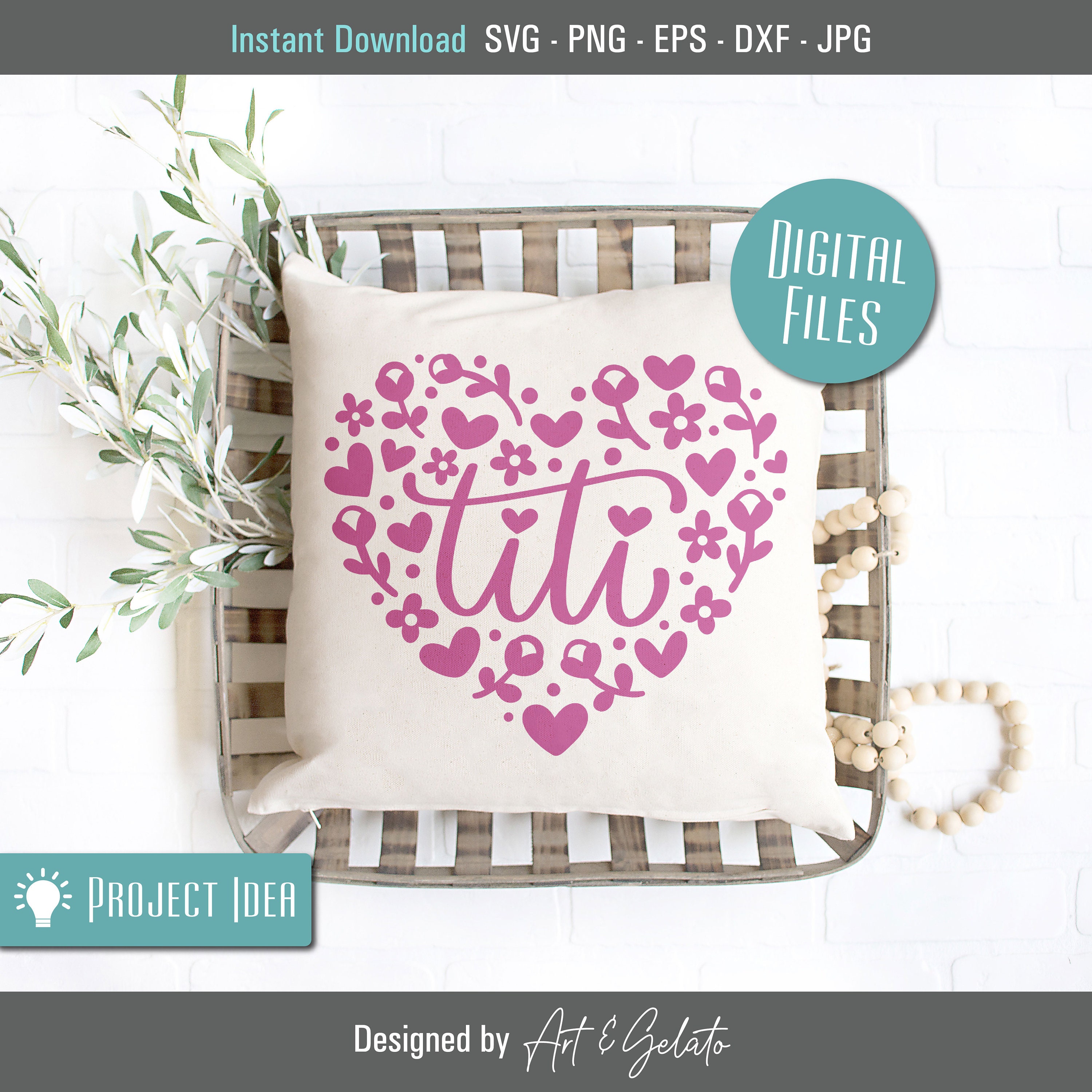 Titi Floral Heart SVG, Titi Svg, Floral Heart Svg, Happy Mother's Day ...
