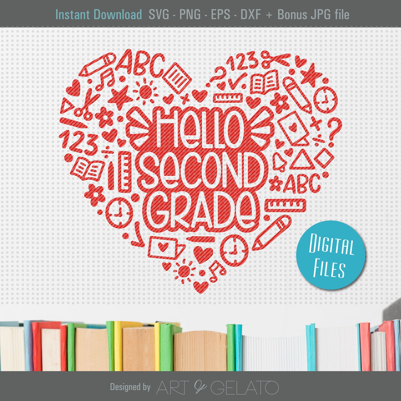 Hello Second Grade Svg Hello 2nd Grade Heart Svg 2nd Grader | Etsy