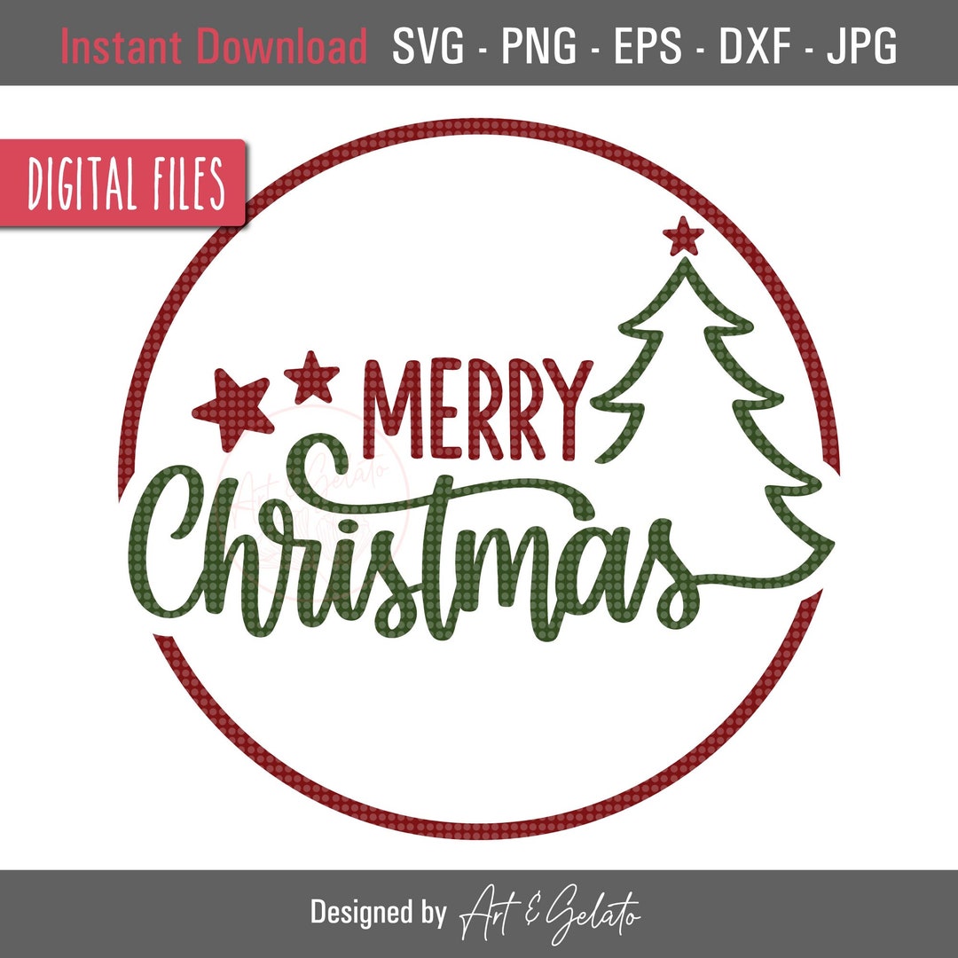 Merry Christmas Circle SVG, Christmas Door Hanger Svg, Christmas Shirt ...