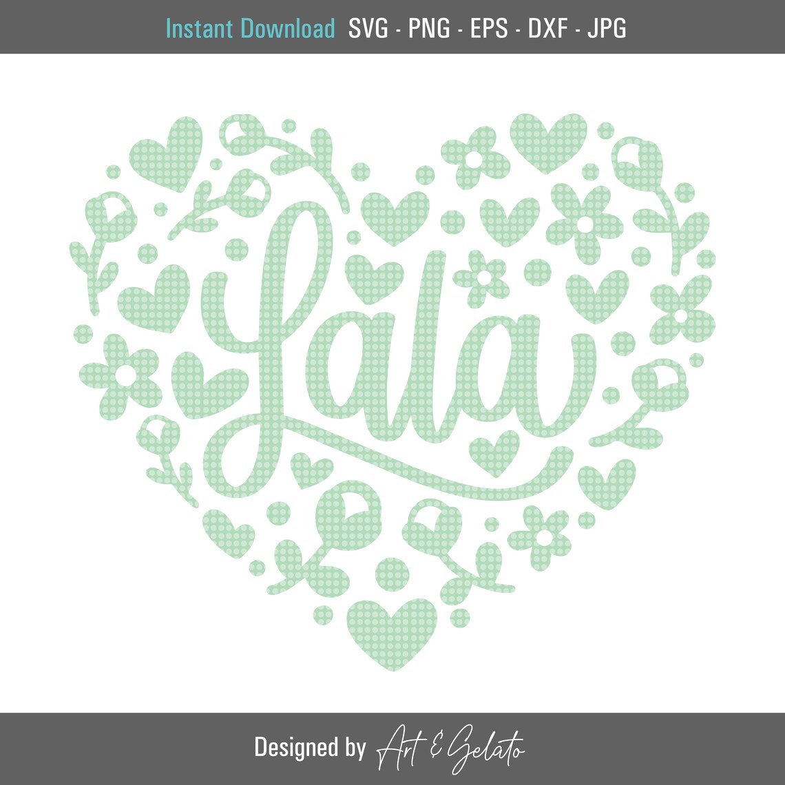 Lala Floral Heart SVG, Grandma SVG, Happy Mother's Day Svg, Nana Svg ...
