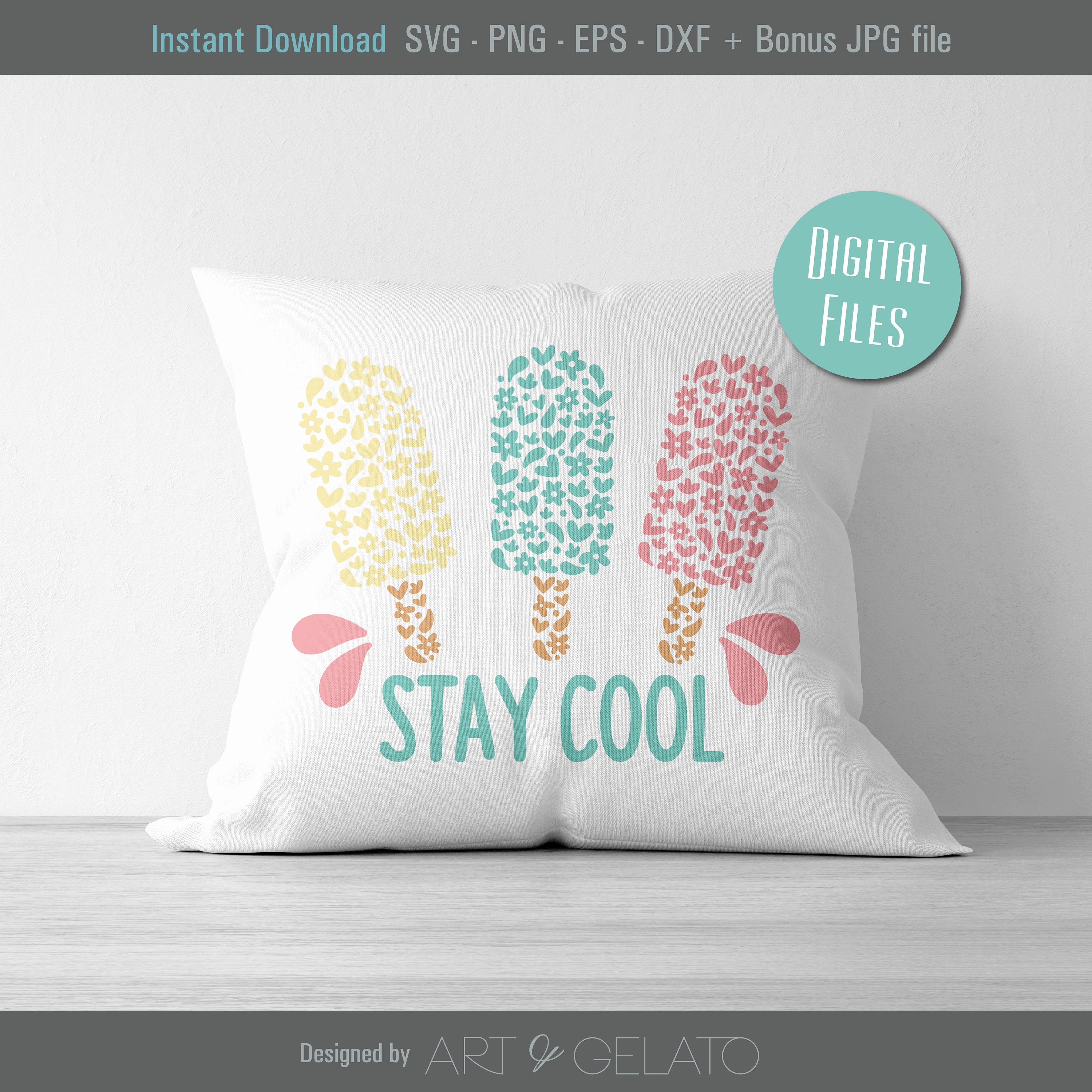 Stay Cool SVG Floral Popsicles Svg Cute Summer Svg Summer | Etsy