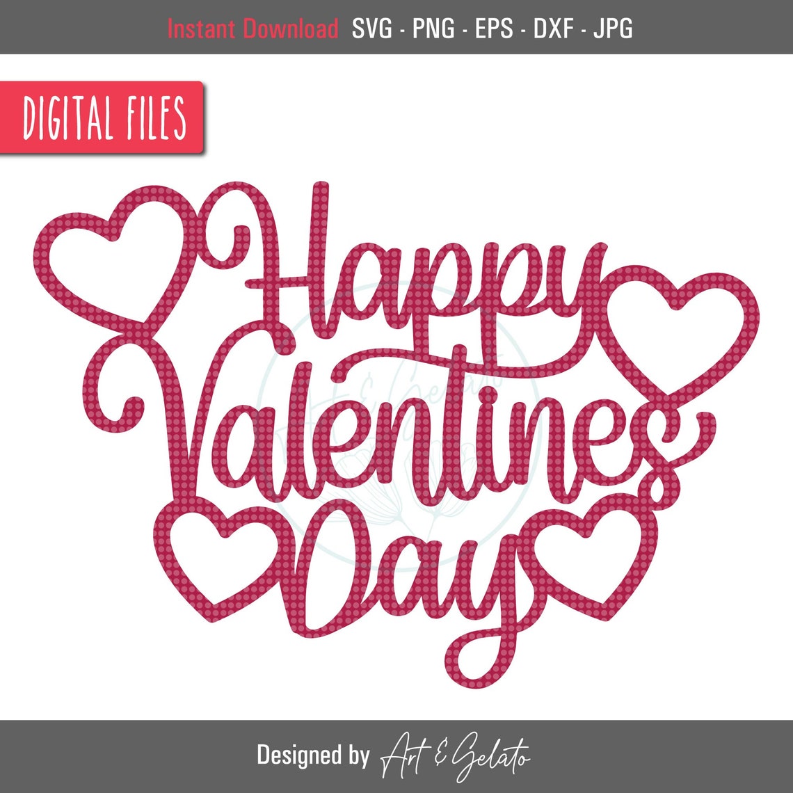 Happy Valentines Day Cake Topper SVG, Happy Valentines Day Svg, Cake ...