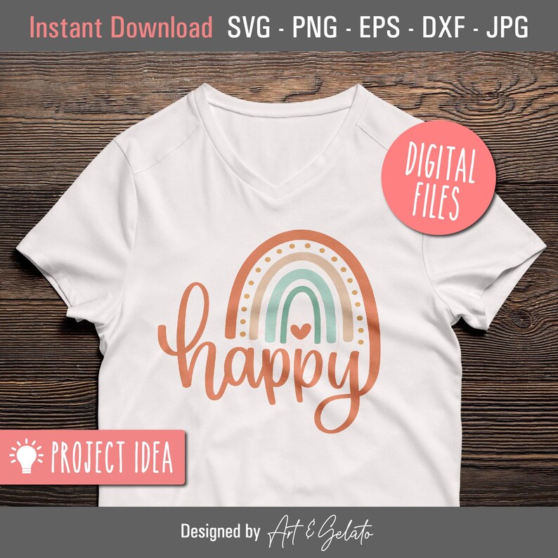 Happy Boho Rainbow SVG, Happy SVG, Boho Rainbow Svg, Happiness, Happy ...