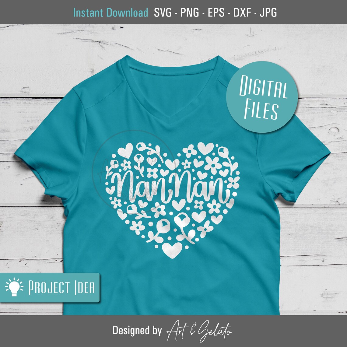 Nan Nan Floral Heart SVG, Nan Nan Svg, Grandma Svg, Happy Mother's Day ...