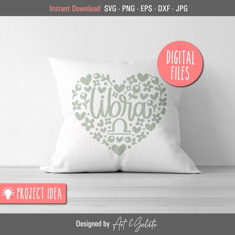 Libra Floral Heart SVG Libra SVG Horoscope Sign SVG Zodiac - Etsy