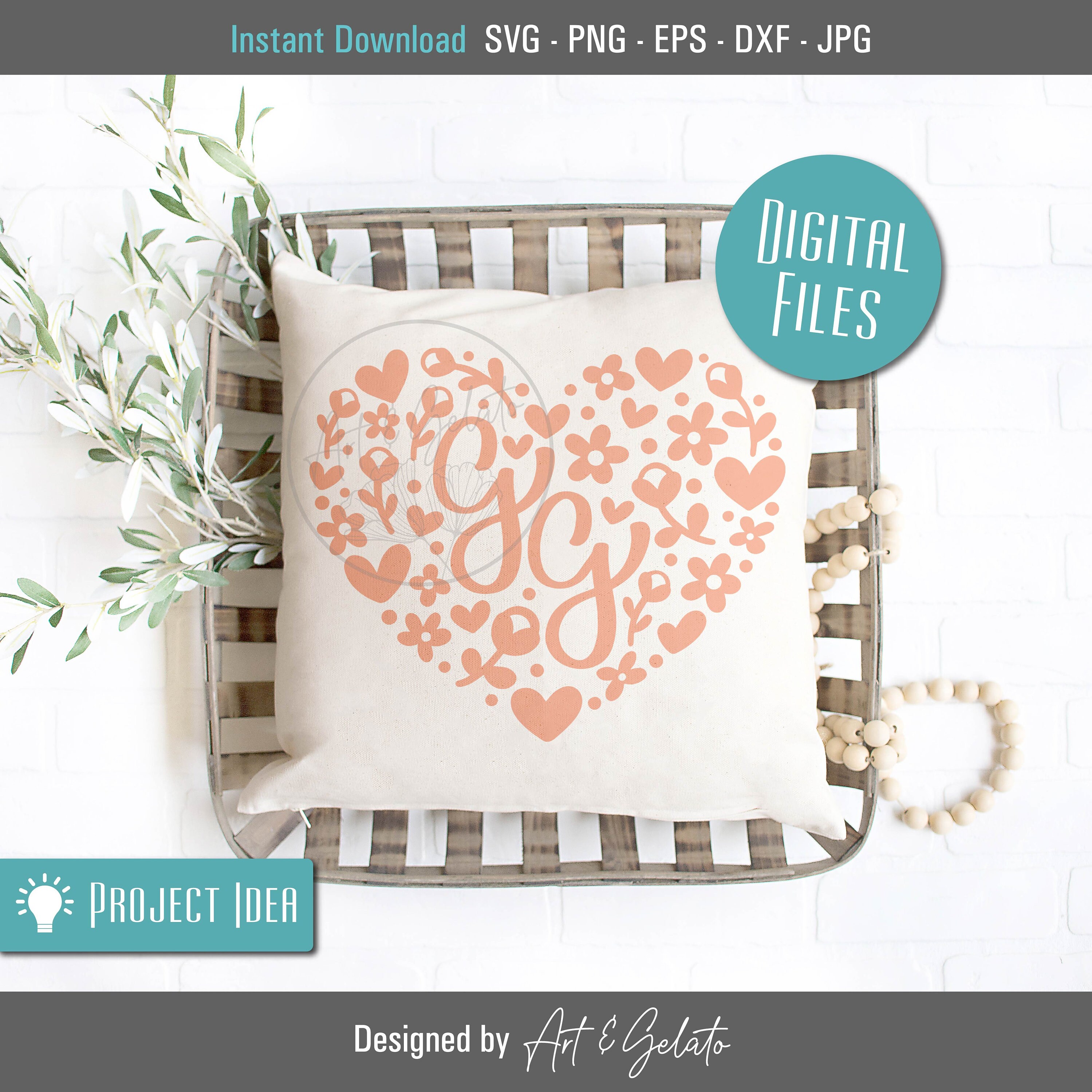 GG Floral Heart SVG GG Svg Great Grandma Svg Happy - Etsy