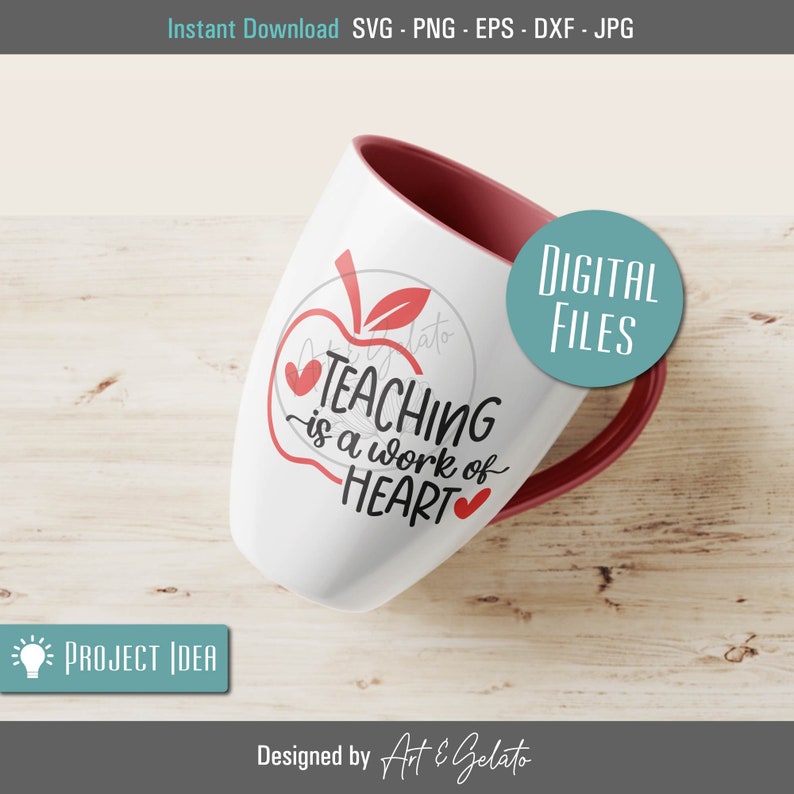 Teaching is a Work of Heart SVG, Teacher Apple SVG, Teacher SVG, Best ...