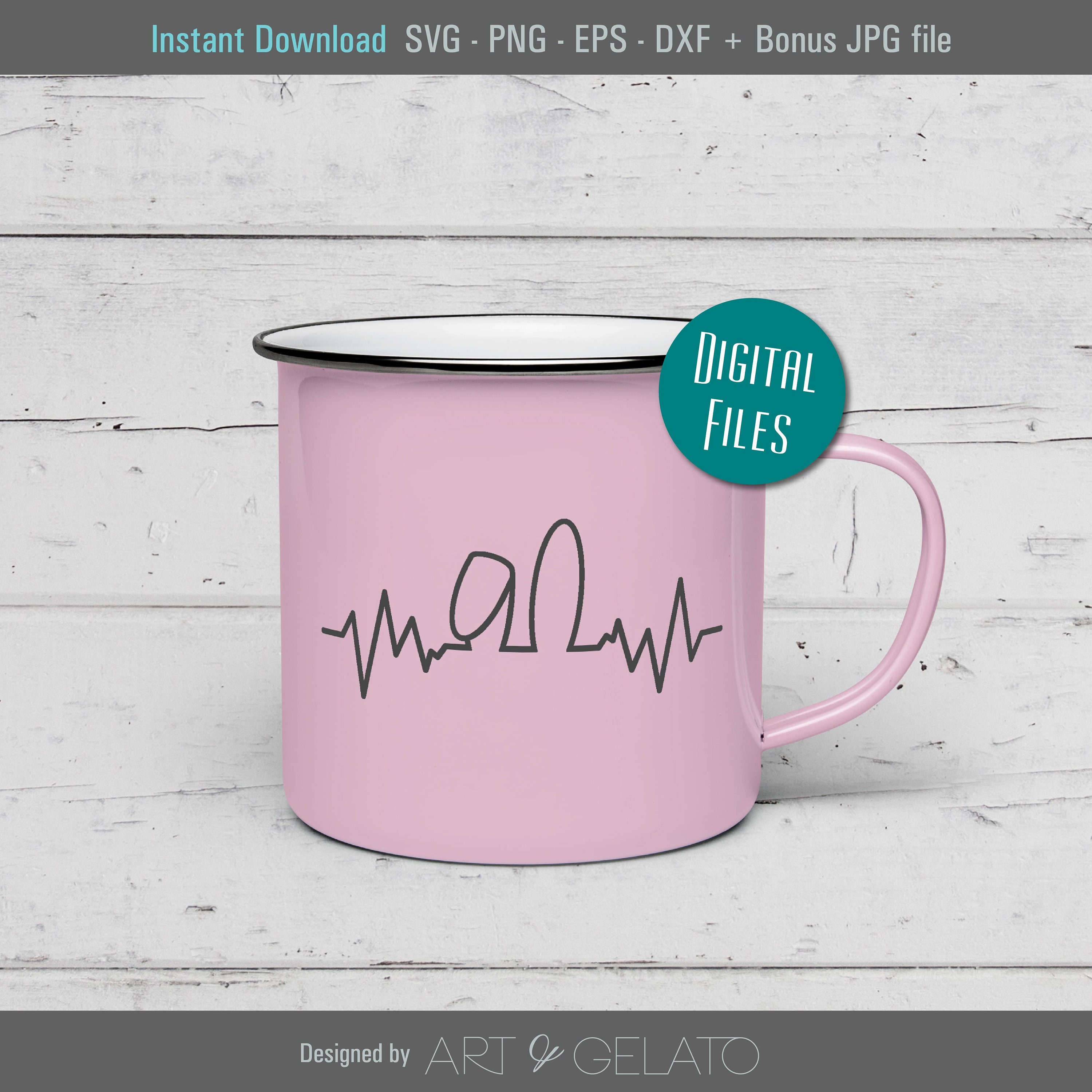 Bunny Ears EKG SVG, Bunny Ears Svg, Easter Bunny Ears Svg, Heartbeat ...