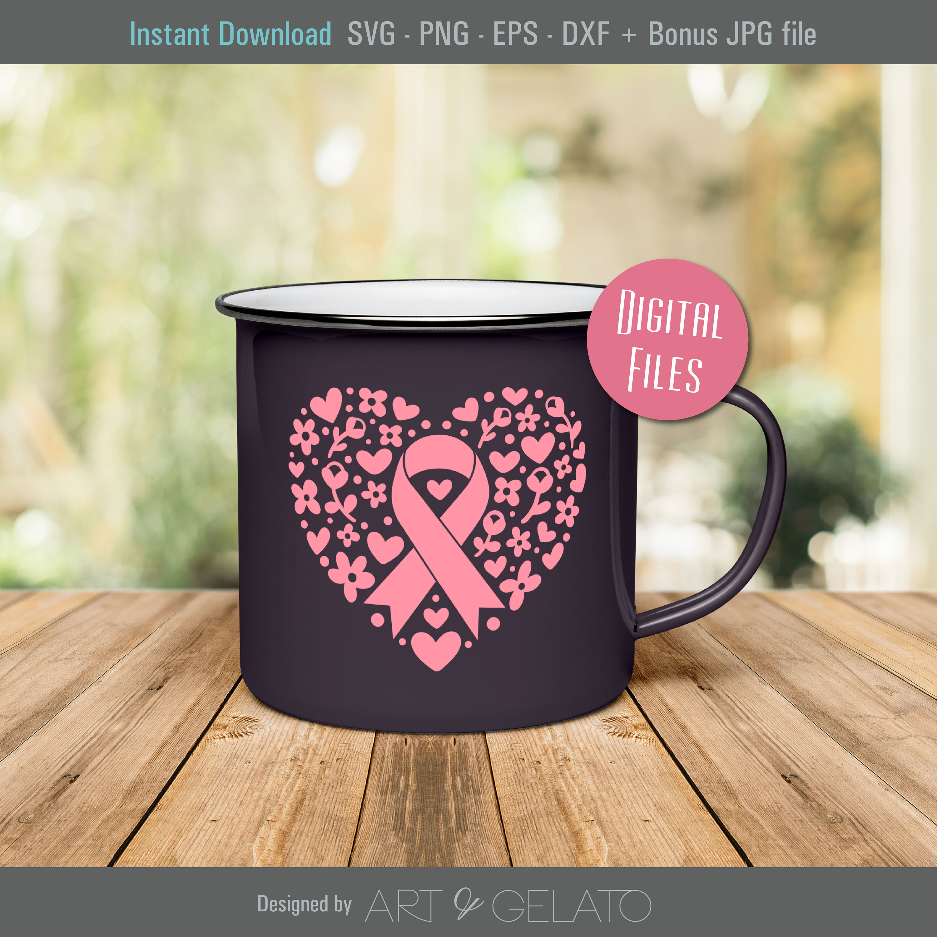 Cancer Ribbon Heart SVG Floral Heart Svg Cancer Awareness - Etsy