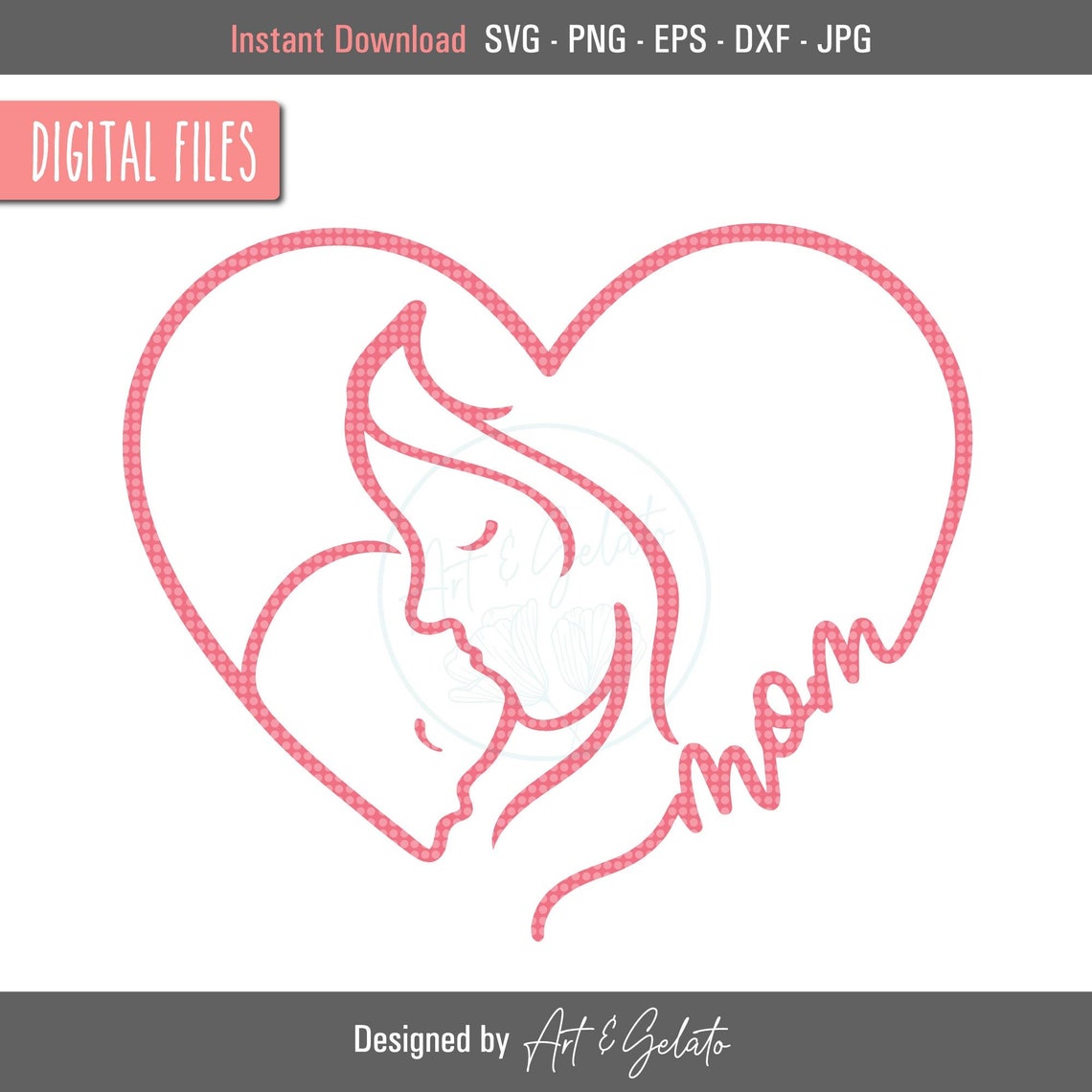 Mom and Baby Heart SVG, Mom Heart SVG, Happy Mother's Day SVG, Mother's ...