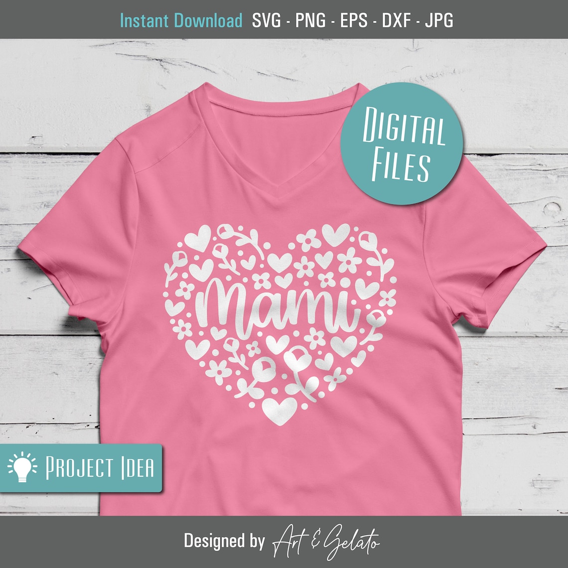 Mami Floral Heart SVG, Floral Heart Svg, Mom Svg, Mami Svg, Mother's ...