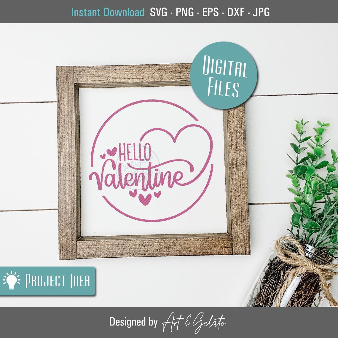 Hello Valentine Circle Sign SVG Hello Valentine Svg Happy - Etsy