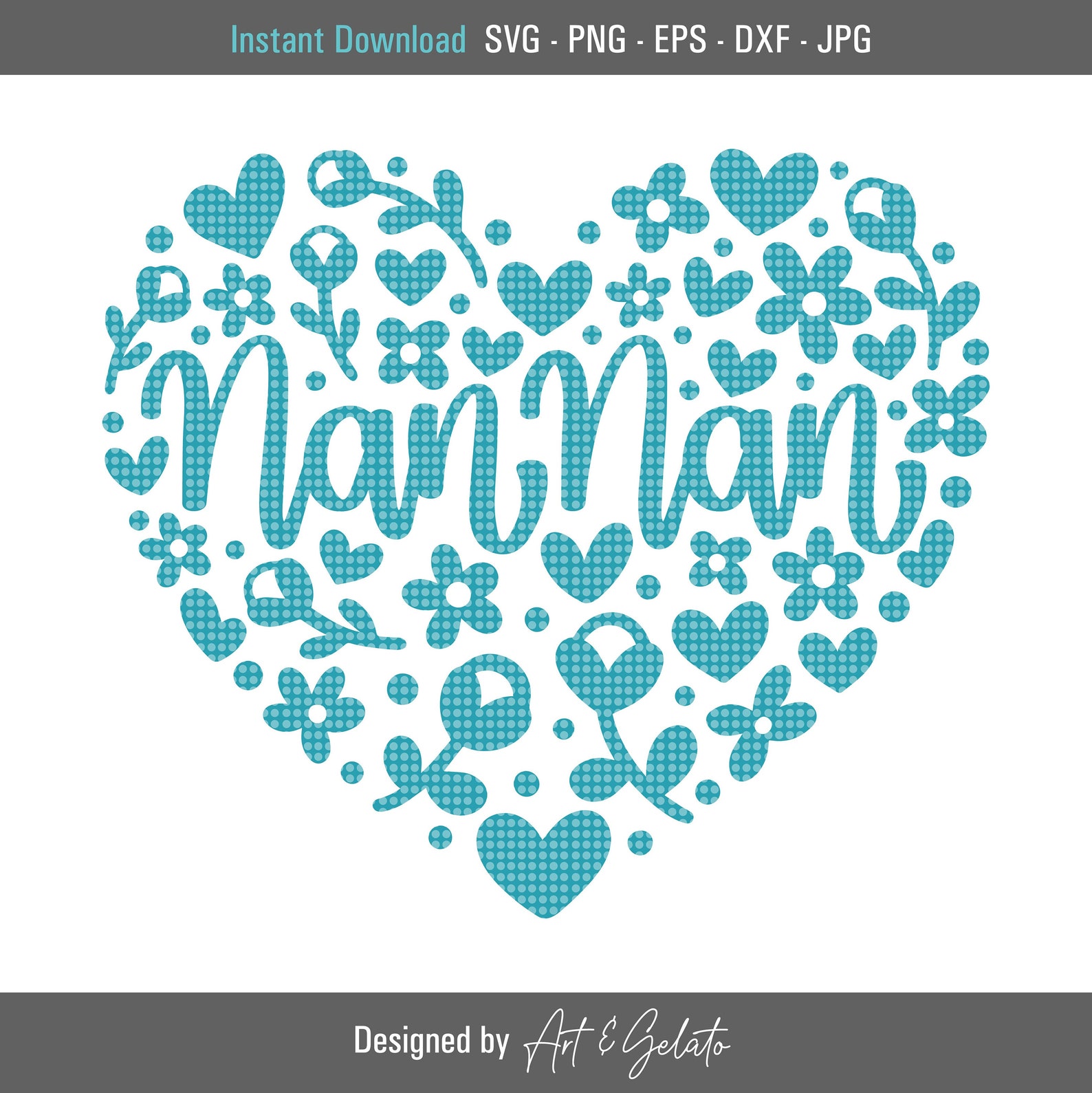 Nan Nan Floral Heart SVG Nan Nan Svg Grandma Svg Happy - Etsy UK