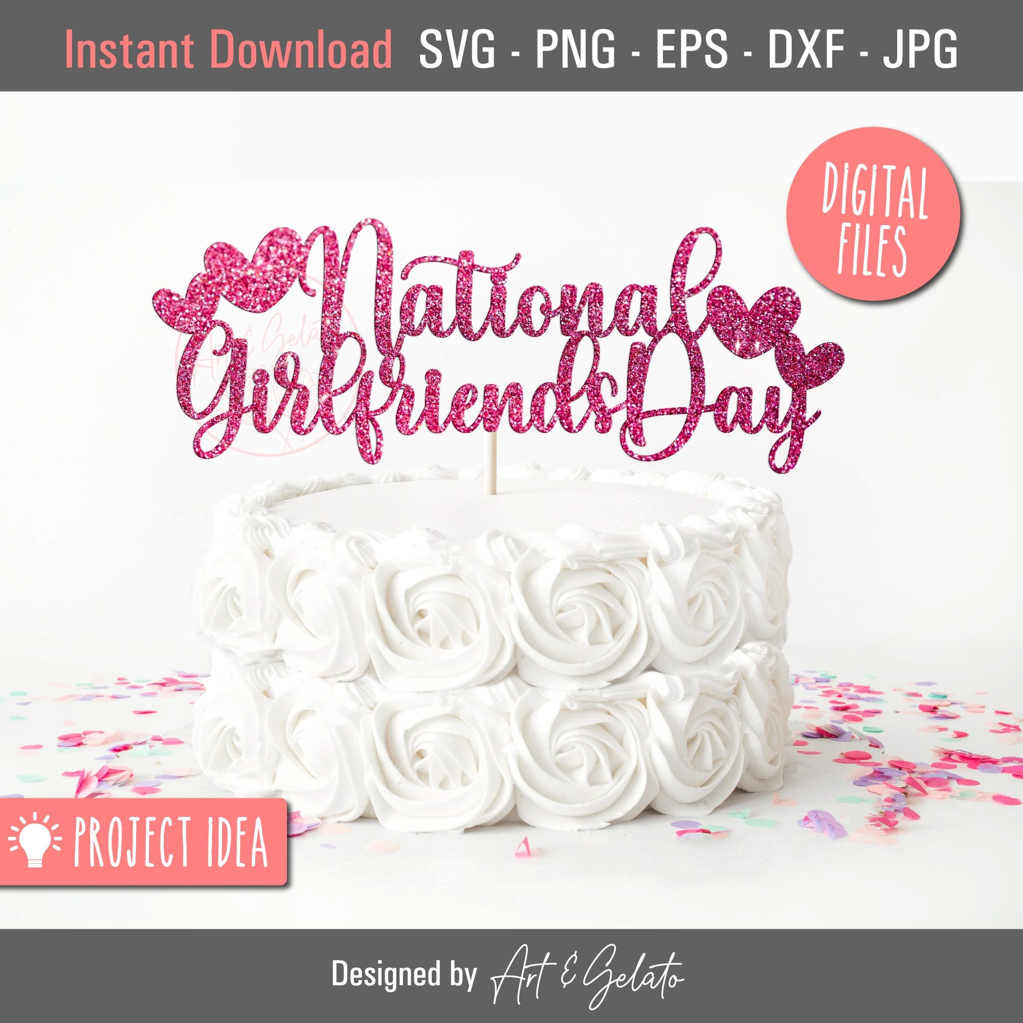 National Girlfriends Day Topper SVG, Girlfriends Day Svg, Laser Cut SVG ...