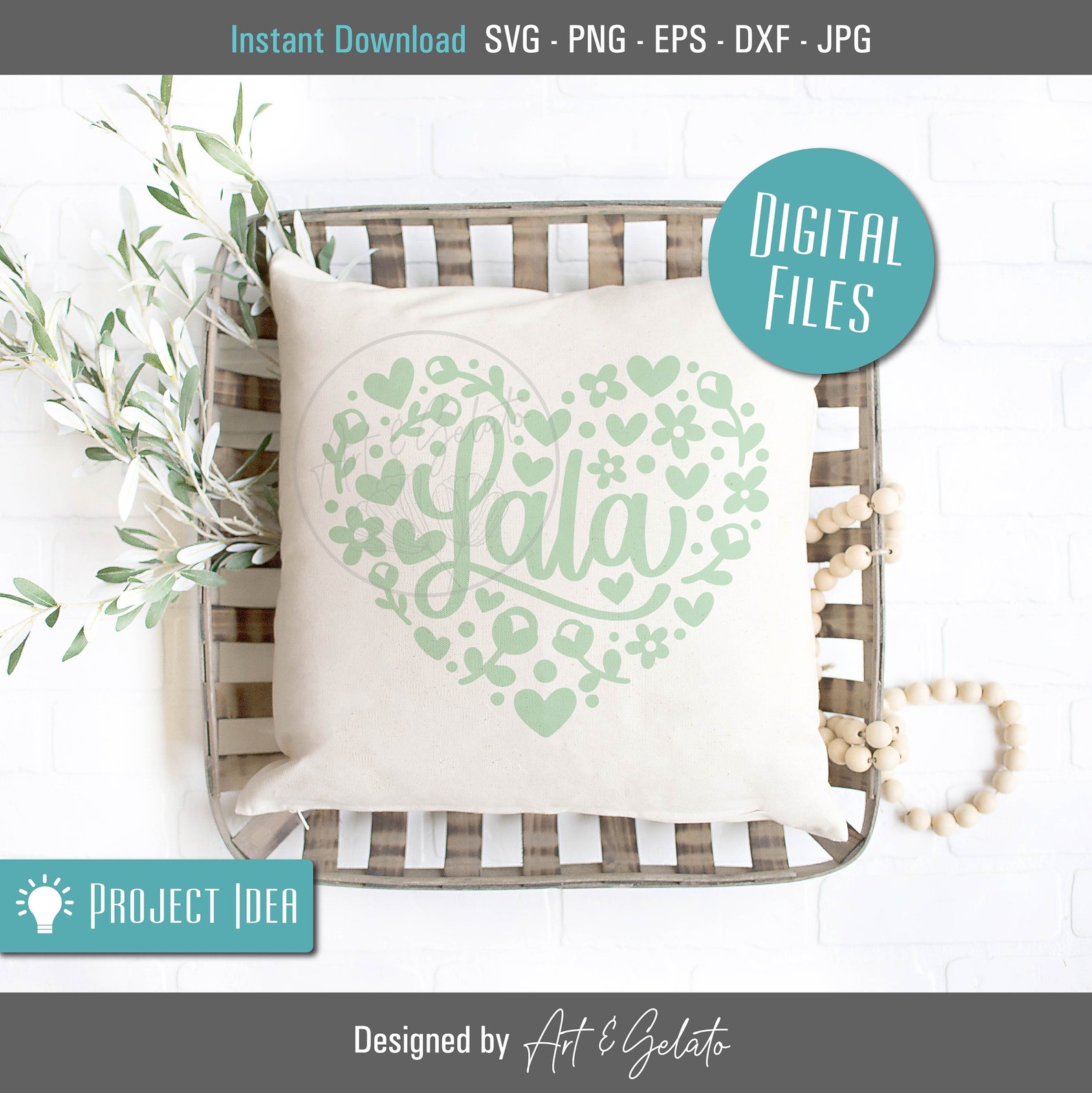 Lala Floral Heart SVG Grandma SVG Happy Mother's Day - Etsy