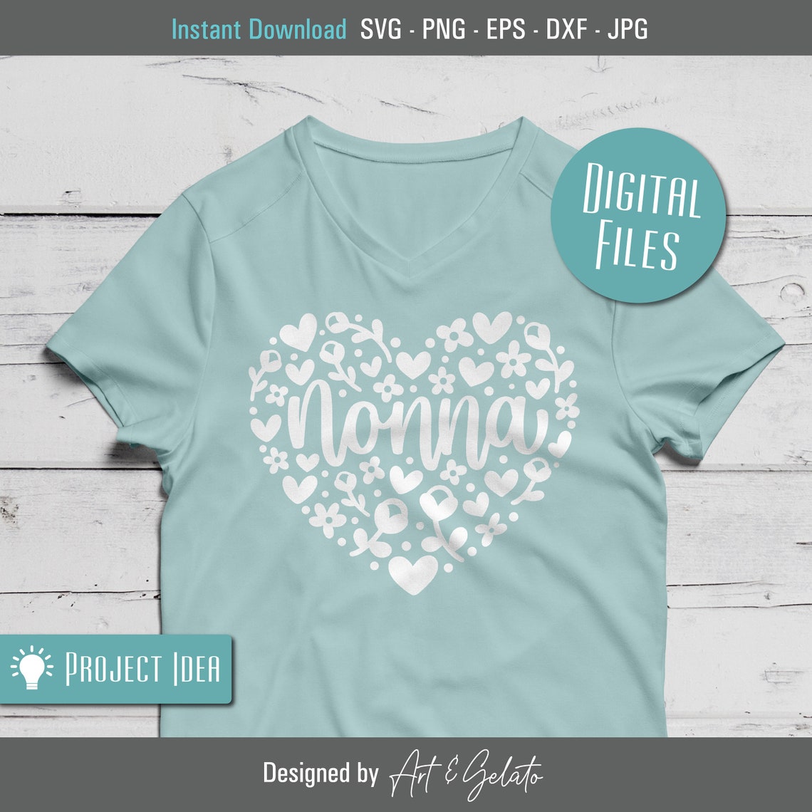 Nonna Floral Heart SVG Grandma SVG Happy Mother's Day - Etsy