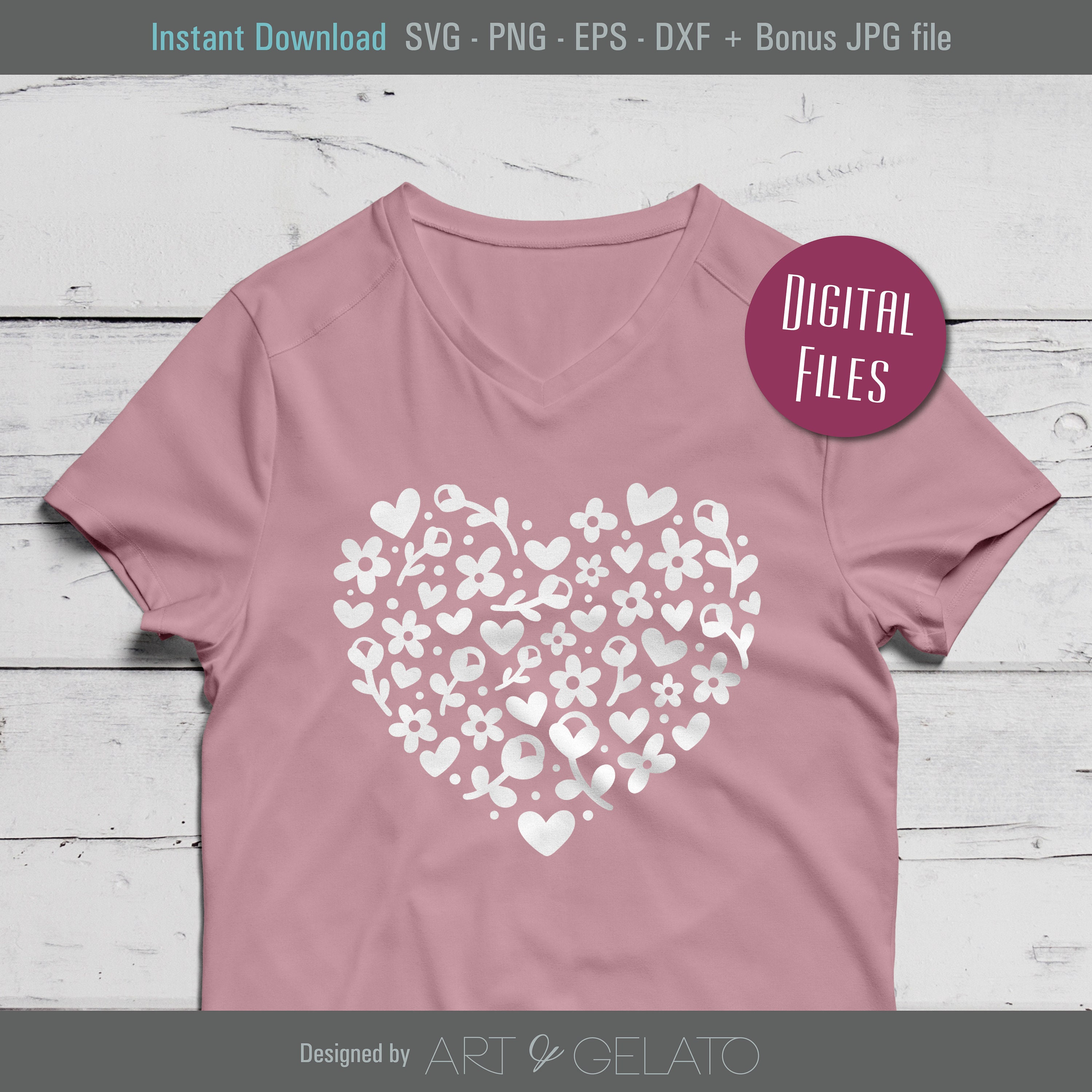 Floral Love Heart SVG, Floral Heart SVG, Heart Full of Flowers Svg ...