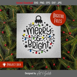 Merry and Bright Ornament SVG, Merry and Bright Svg, Merry Christmas ...