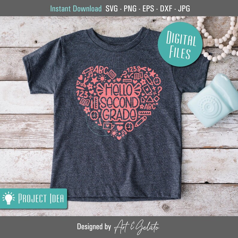 Hello Second Grade Svg Hello 2nd Grade Heart Svg 2nd Grader - Etsy