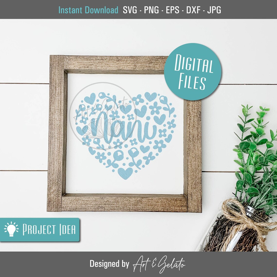 Nani Floral Heart SVG, Nani Svg, Grandma Svg, Happy Mother's Day Svg ...