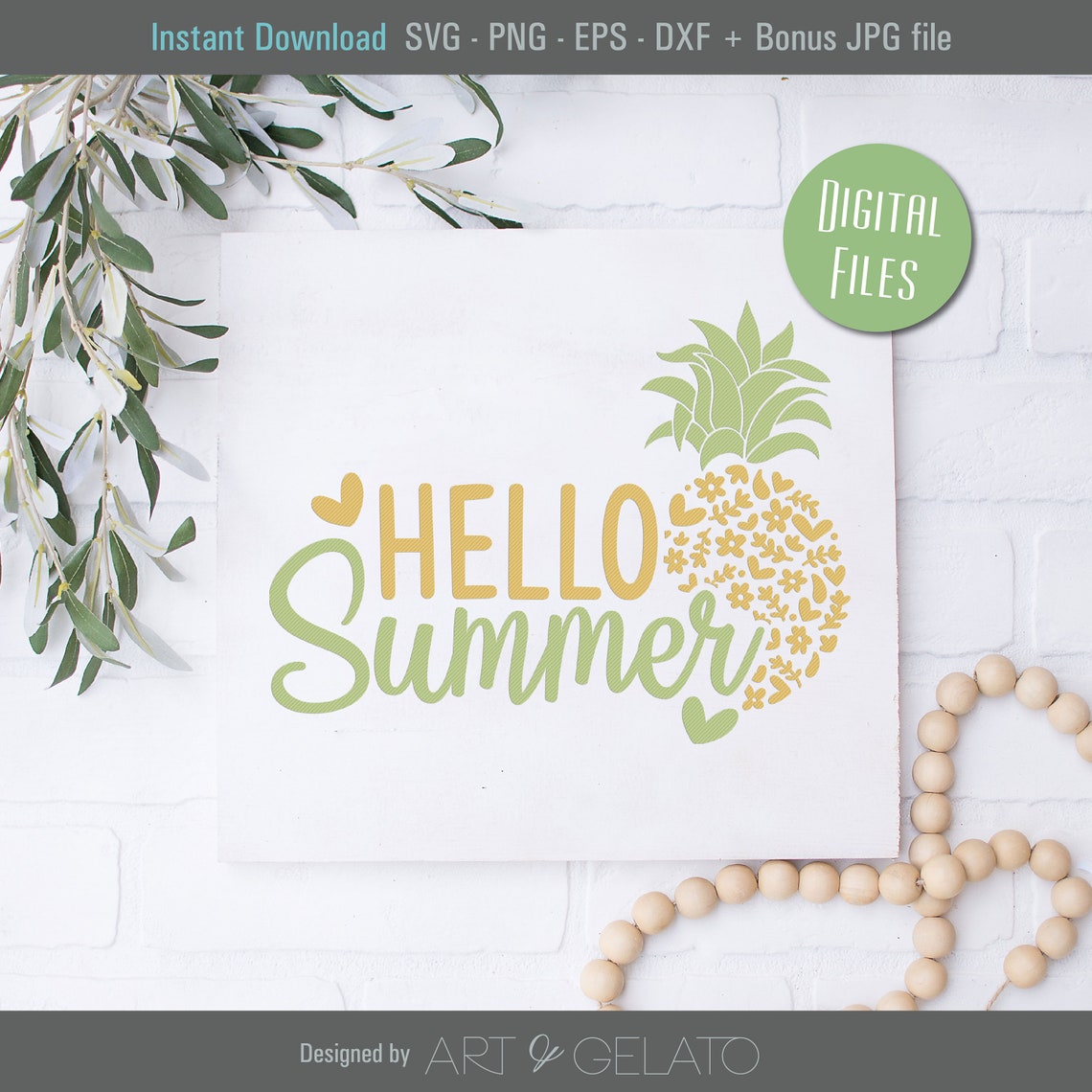 Hello Summer SVG, Summer Pineapple SVG, Summer Sign Svg, Summer Svg ...