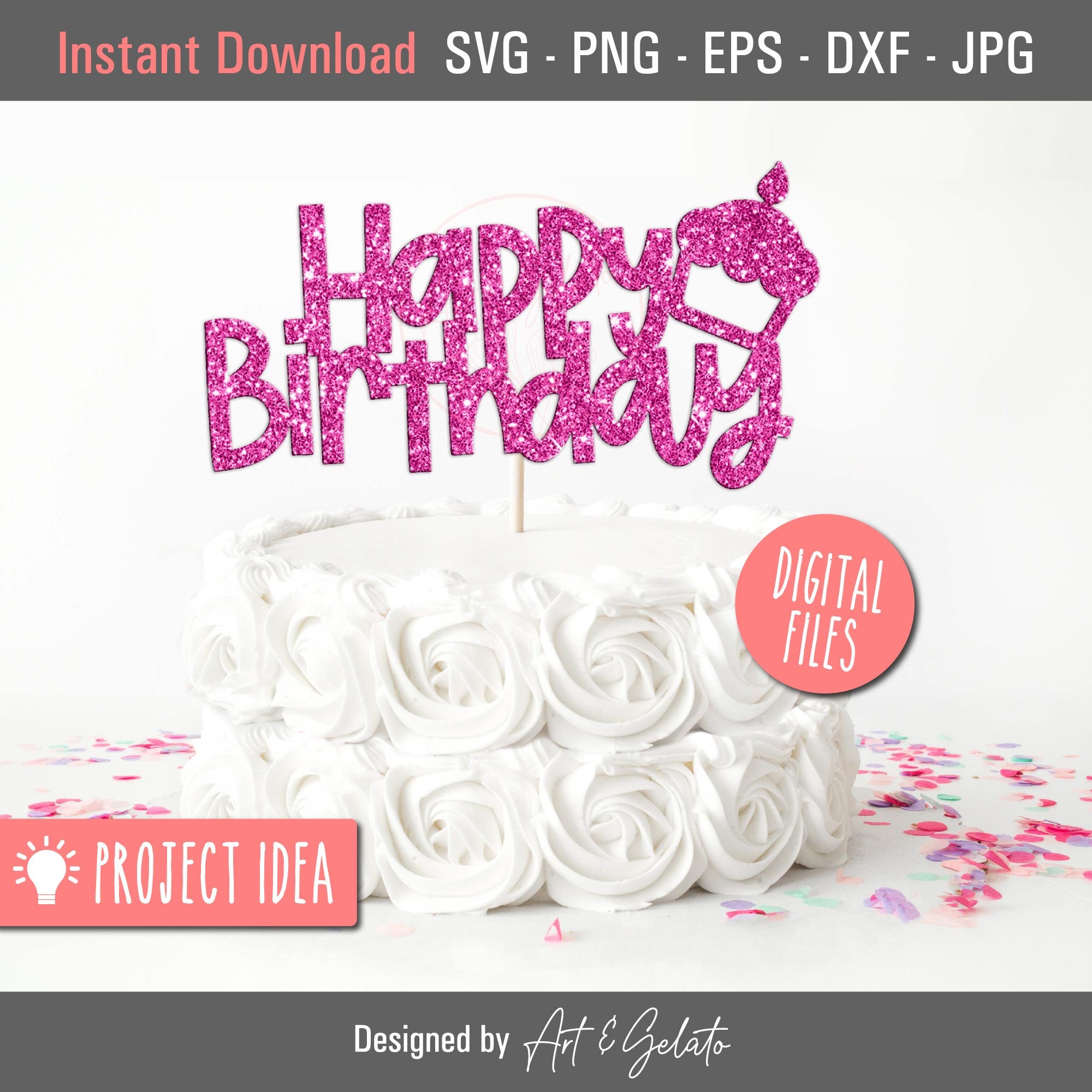 Happy Birthday Cake Topper SVG, Cake Topper SVG, Happy Birthday Svg ...