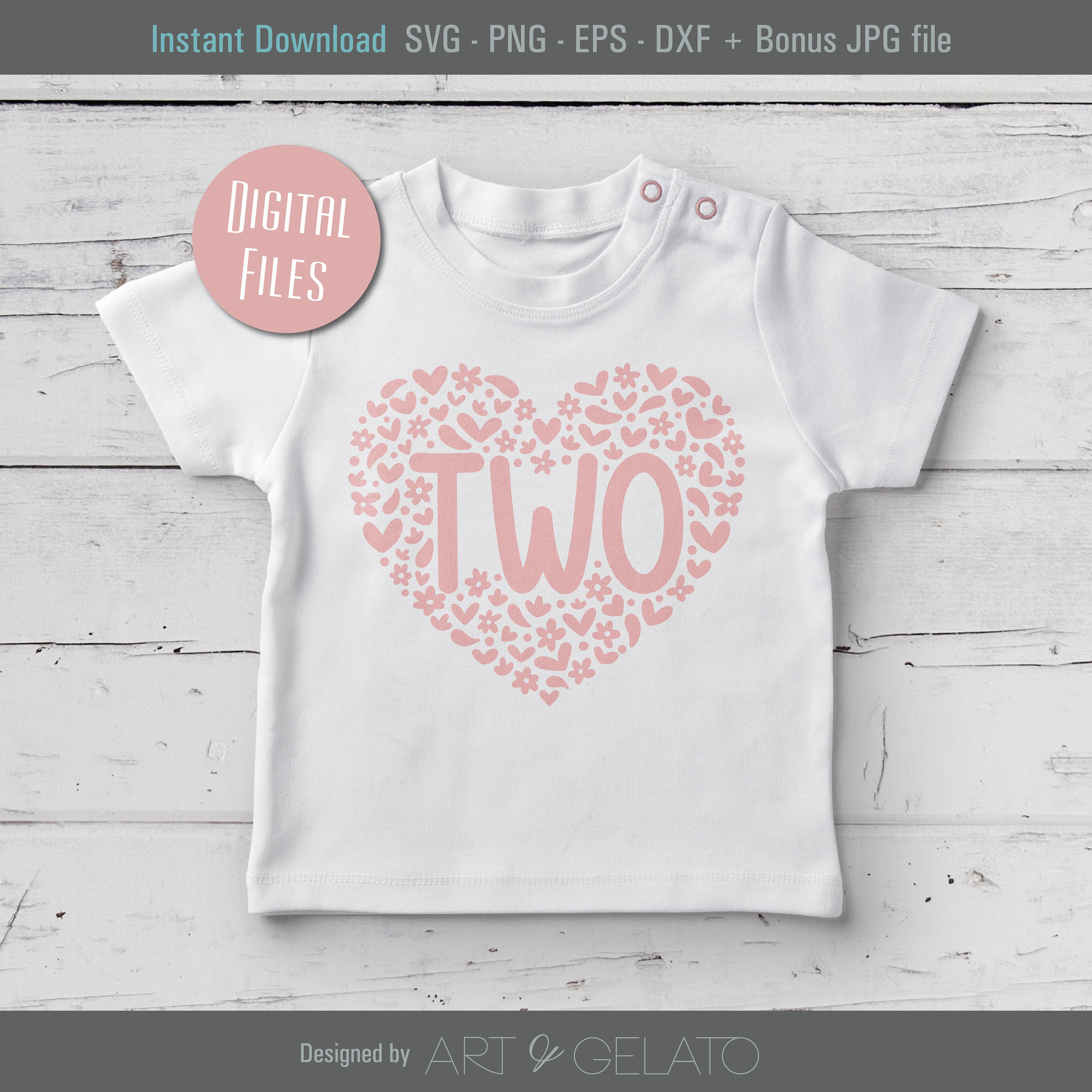 Two SVG, 2nd Birthday Svg, Second Birthday Svg, Floral Heart Svg ...