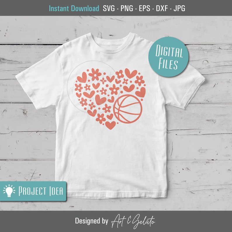Basketball Floral Heart SVG Basketball Love Svg Basketball | Etsy