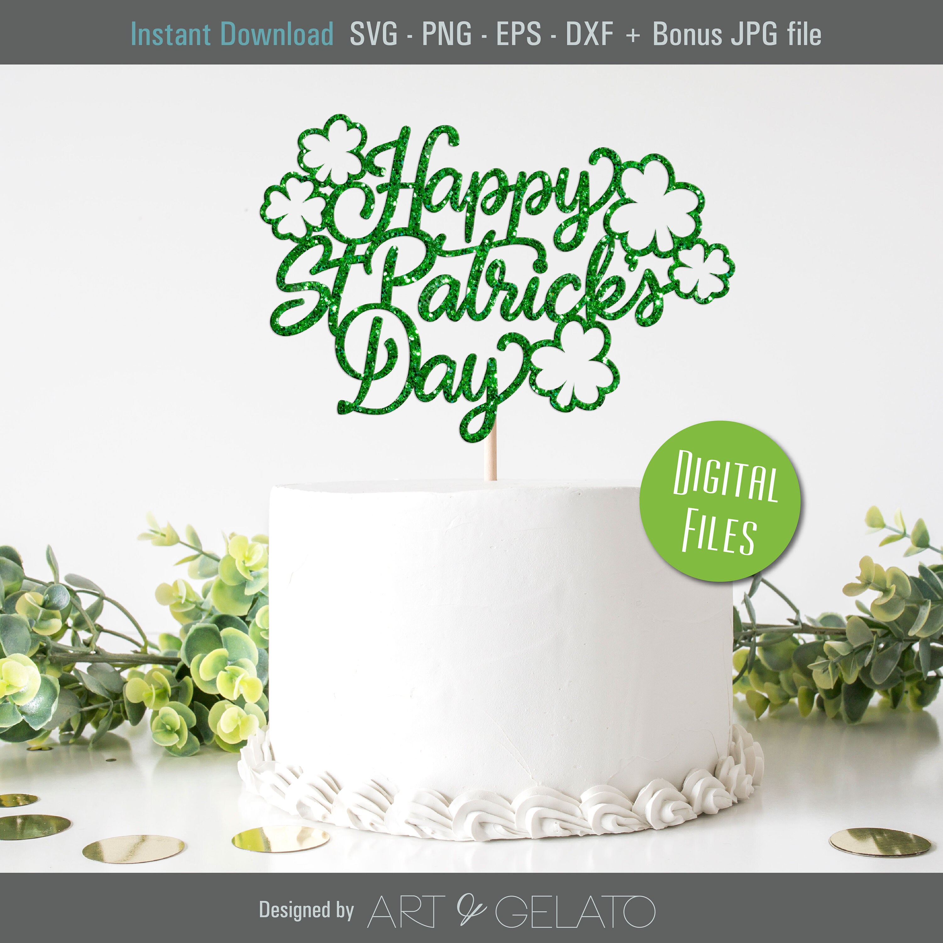 Happy St Patrick's Day Cake Topper SVG Happy St Patricks | Etsy