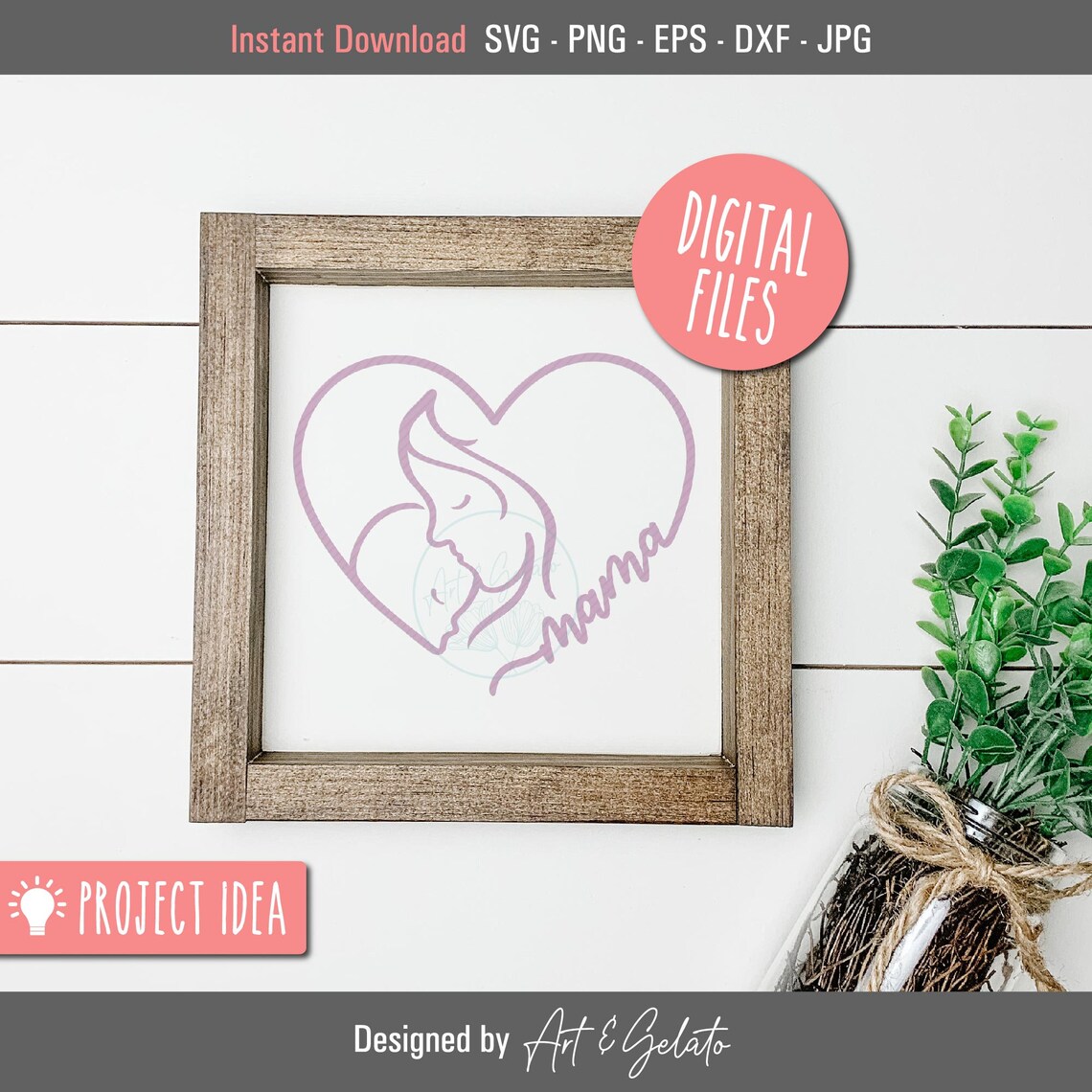 Mama and Baby Heart SVG Mama Heart SVG Happy Mother's | Etsy