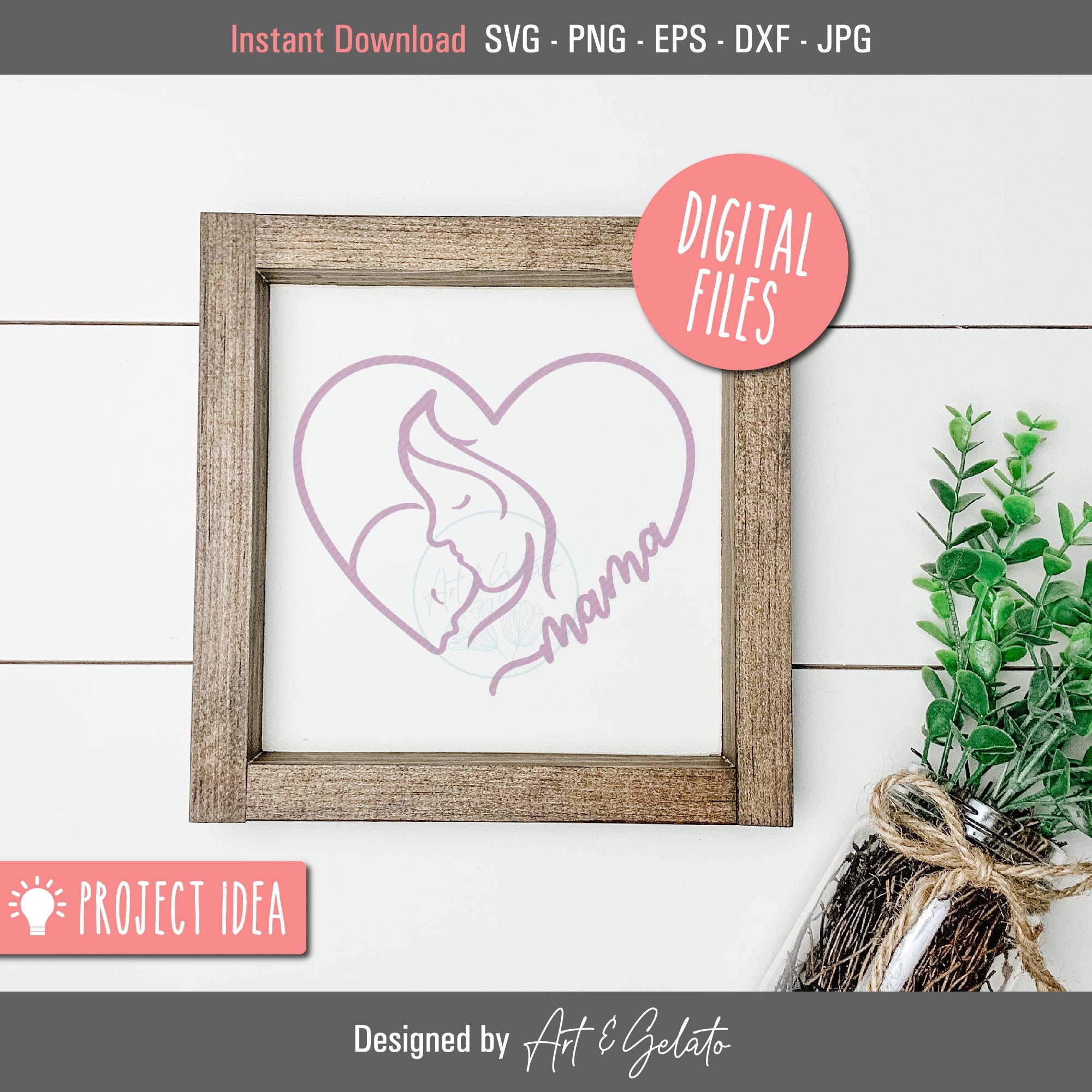 Mama and Baby Heart SVG Mama Heart SVG Happy Mother's | Etsy