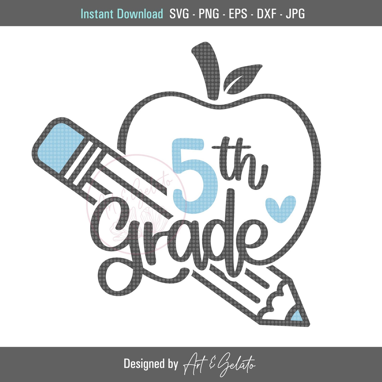 5th Grade Apple SVG Fifth Grade Svg First Day of School Svg - Etsy