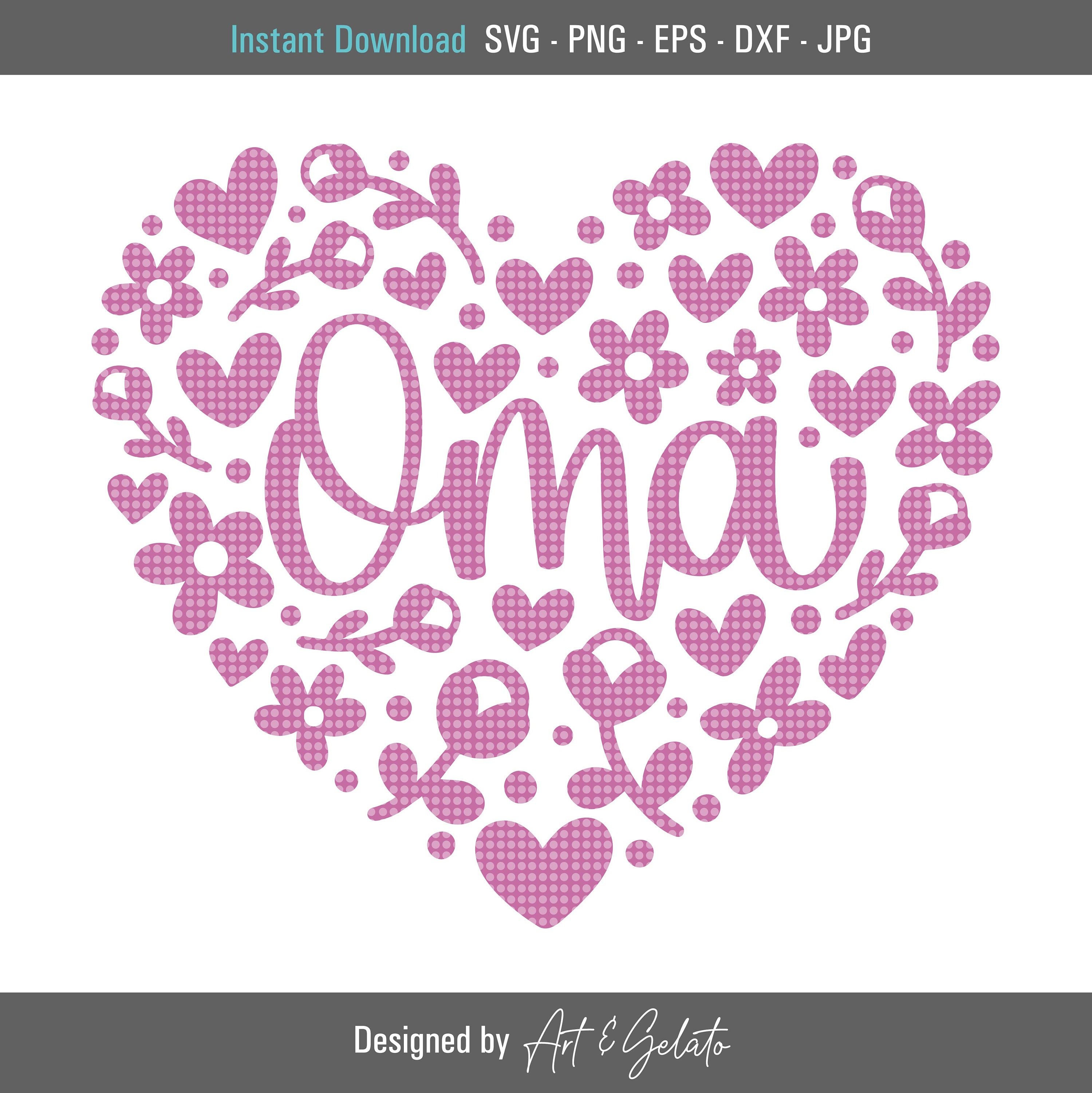 Oma Floral Heart SVG Oma Svg Grandma Svg Happy Mother's | Etsy
