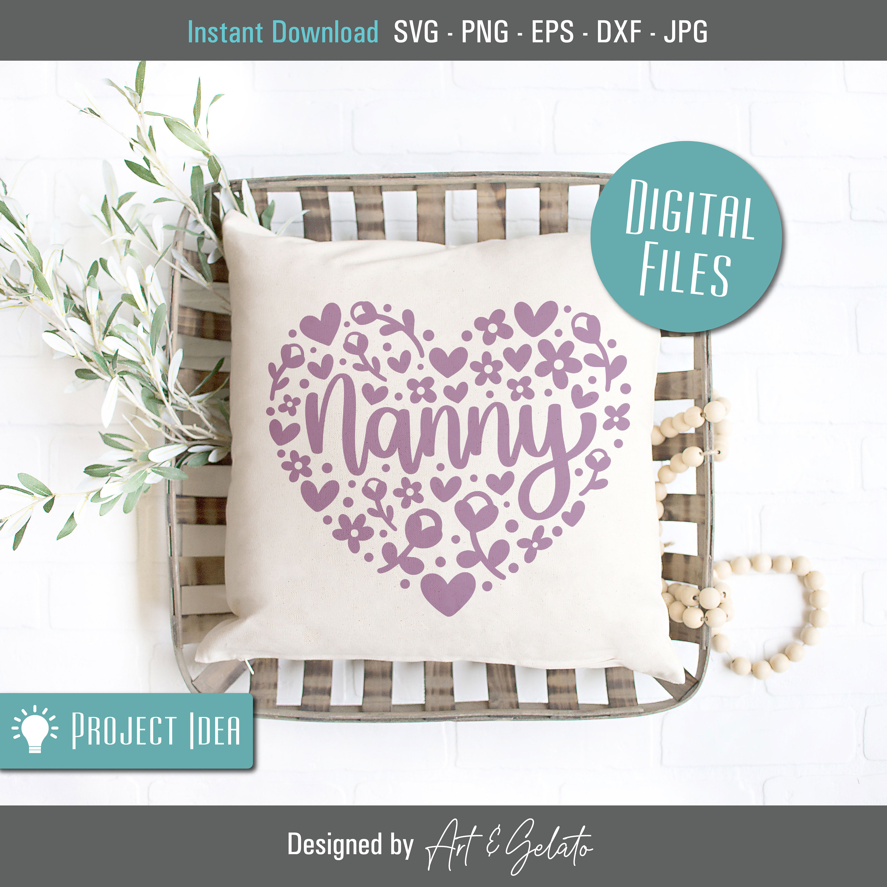 Nanny Floral Heart SVG Floral Heart Svg Mother's Day - Etsy Australia